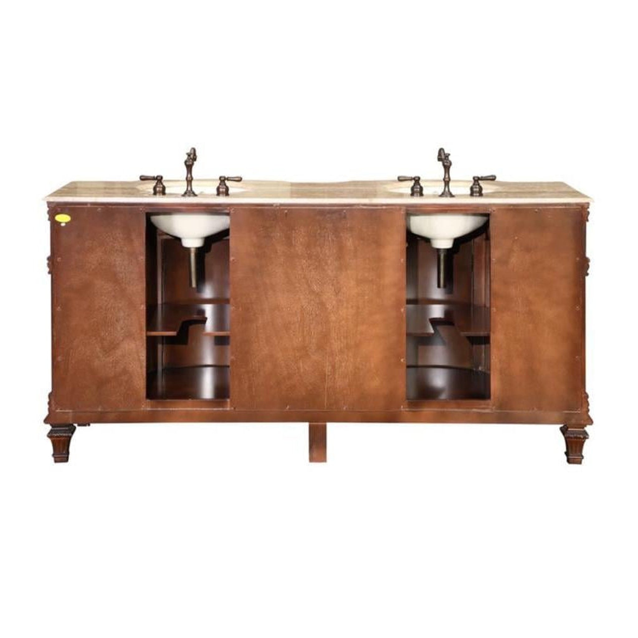 Silkroad Exclusive 72" Double Sink Brazilian Rosewood Bathroom Vanity ...