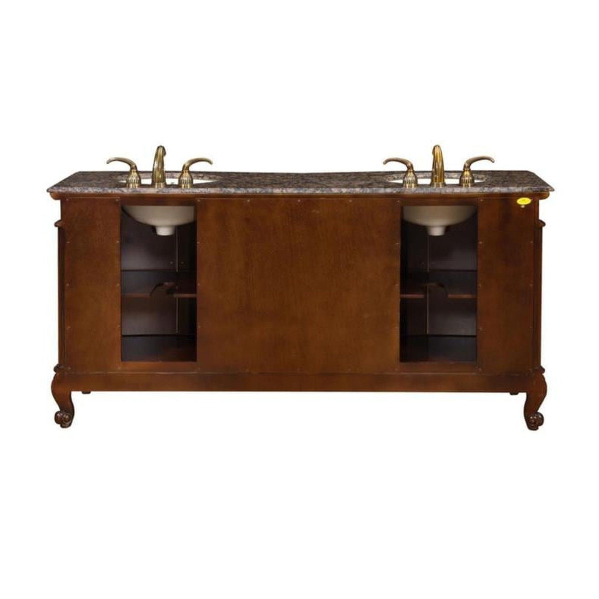 Silkroad Exclusive 72" Double Sink English Chestnut Bathroom Vanity Wi ...