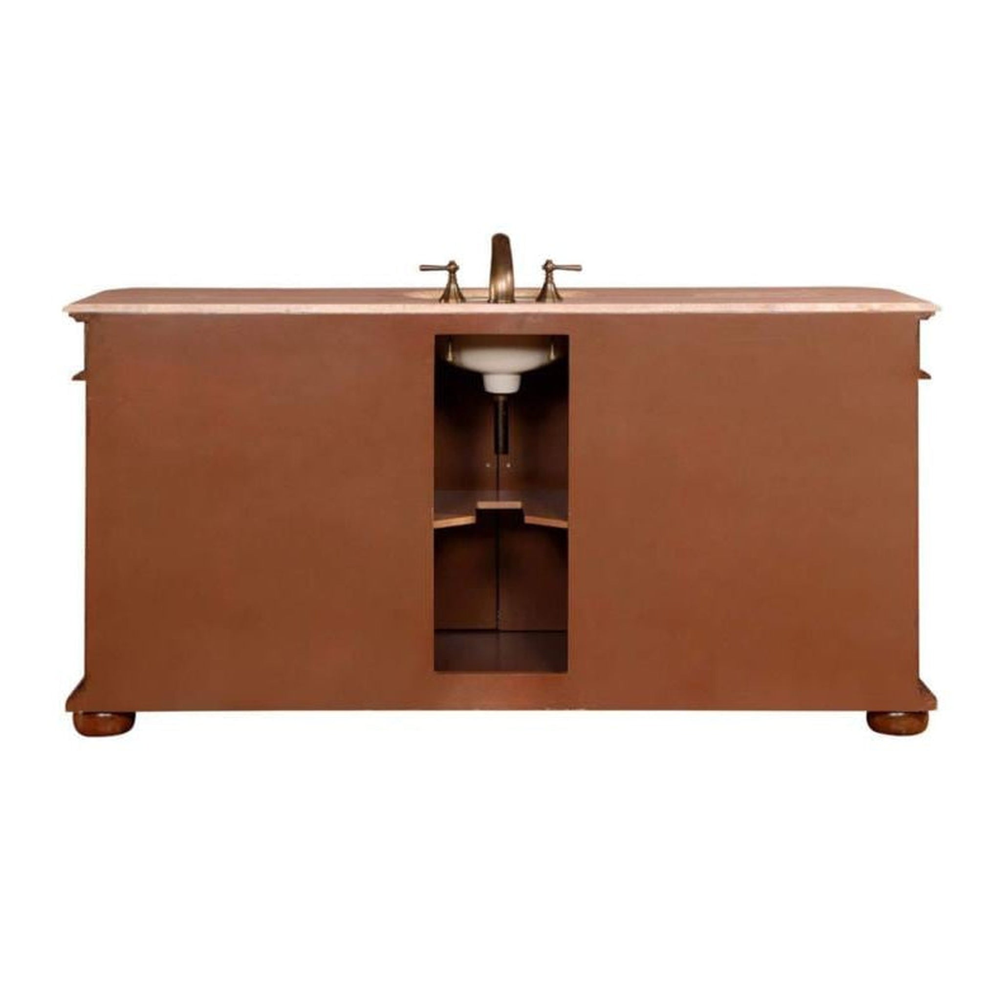 Silkroad Exclusive 72" Double Sink English Chestnut Bathroom Vanity Wi ...