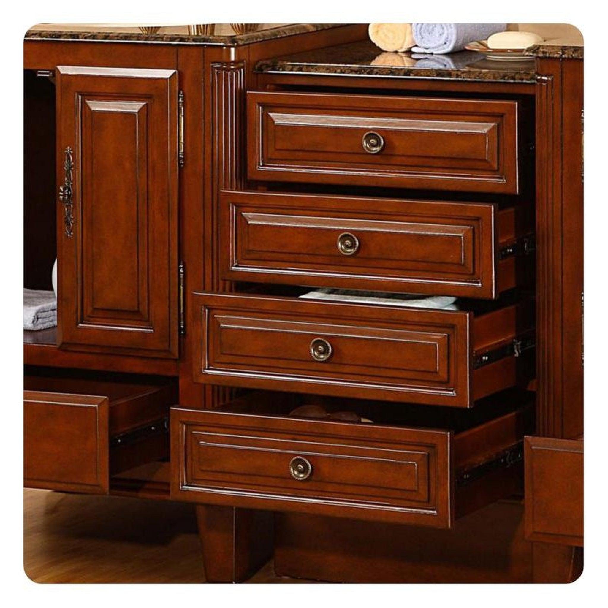 Silkroad Exclusive 76" Double Sink Special Walnut Modular Bathroom Van ...