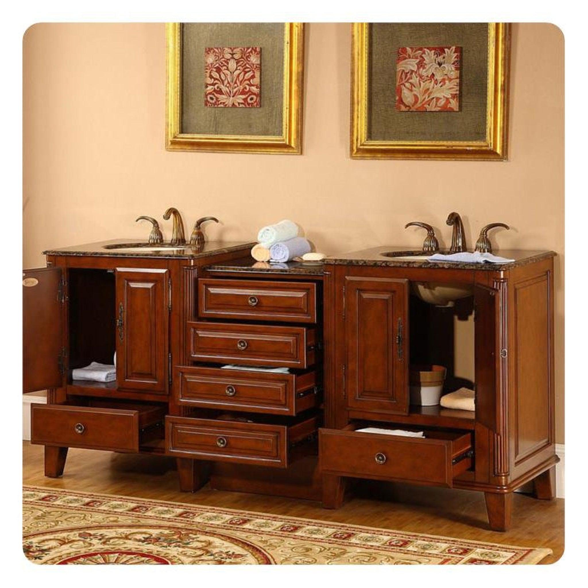 Silkroad Exclusive 76" Double Sink Special Walnut Modular Bathroom Van ...