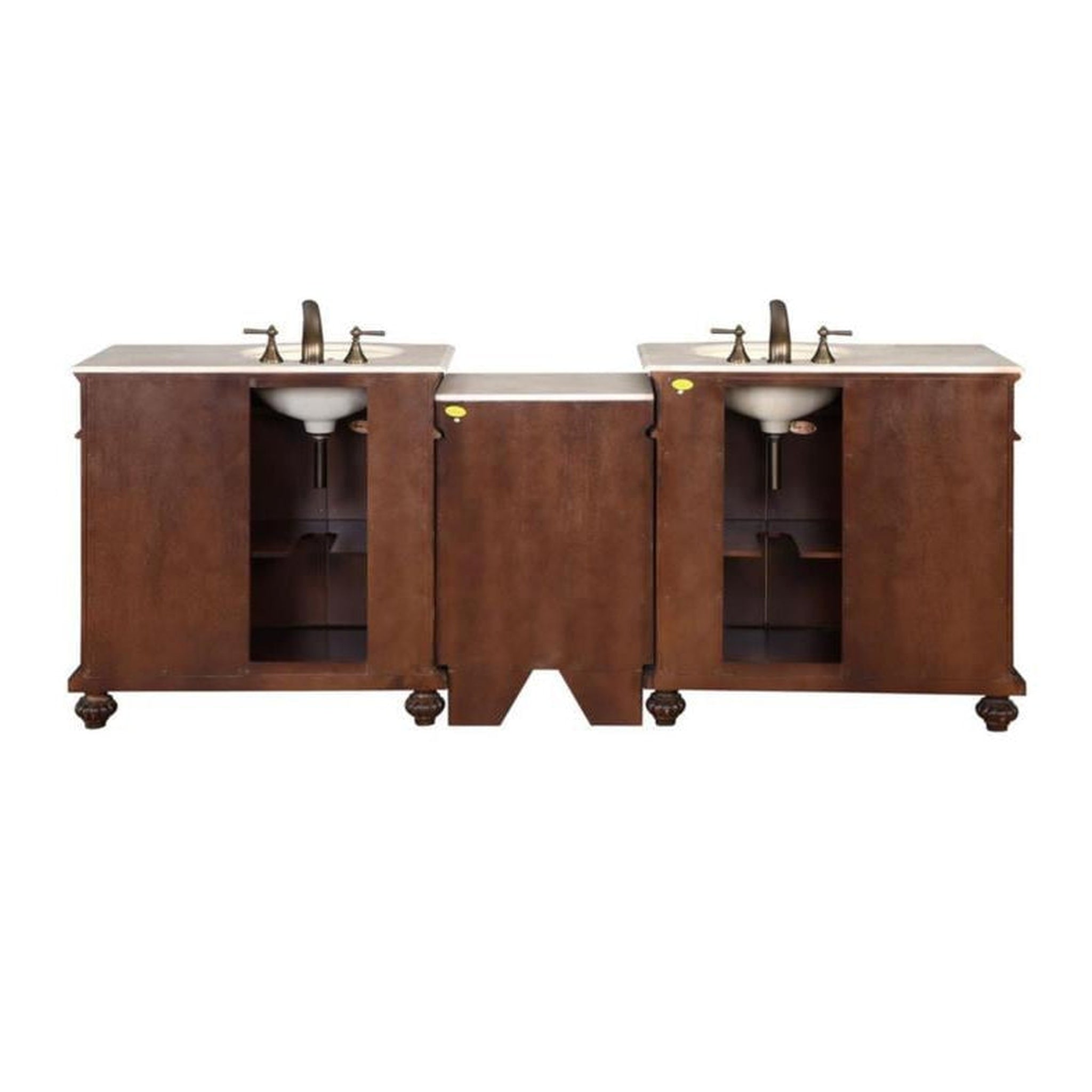 Silkroad Exclusive 90" Double Sink English Chestnut Modular Bathroom V ...