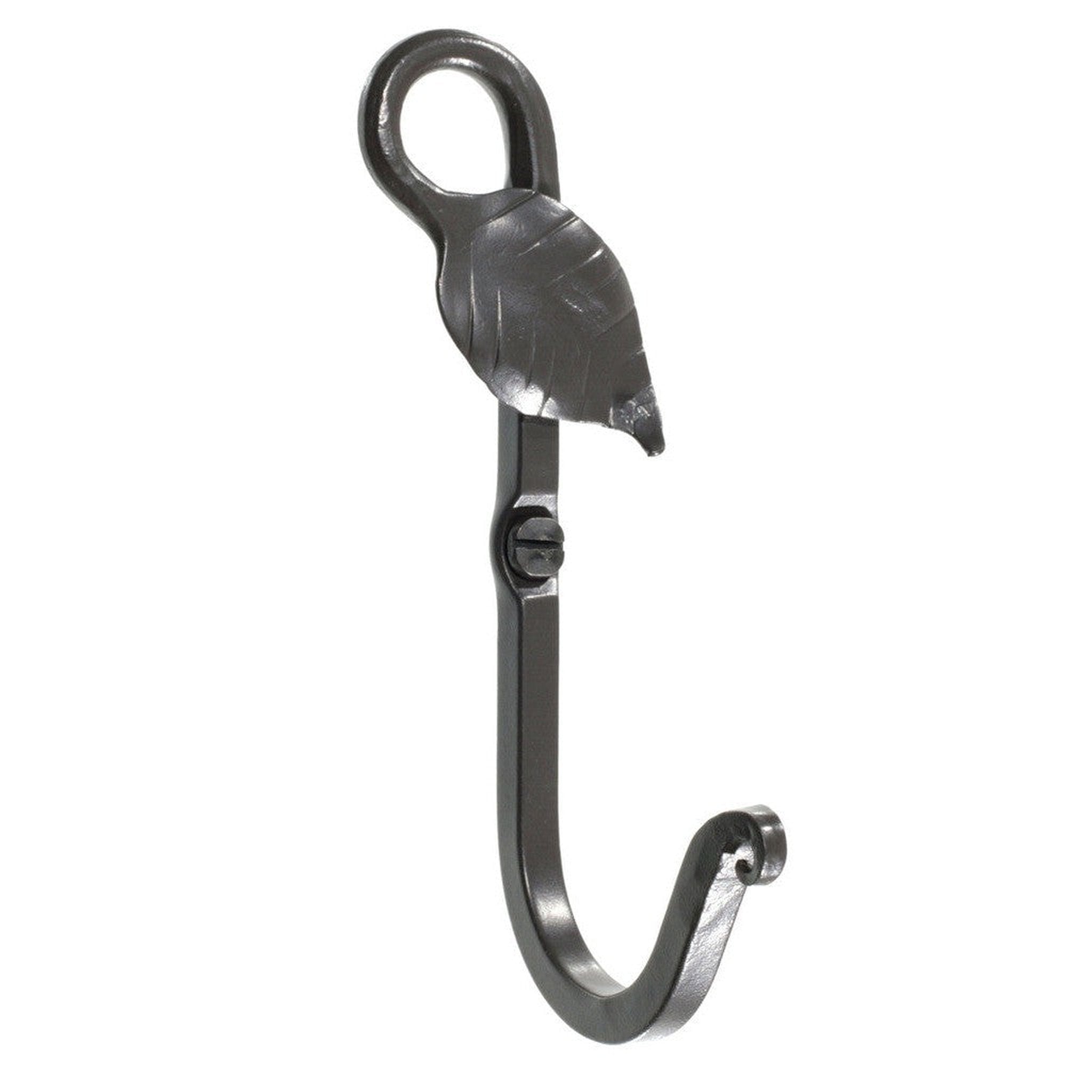 Stone County Ironworks Leaf 5" Hand Rubbed Bronze Iron Single Hook Wit ...