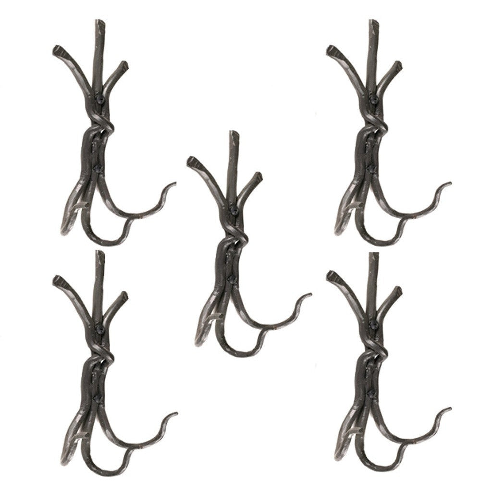 Stone County Ironworks Rush 9" 5-Piece Satin Black Iron Triple Hook Se ...