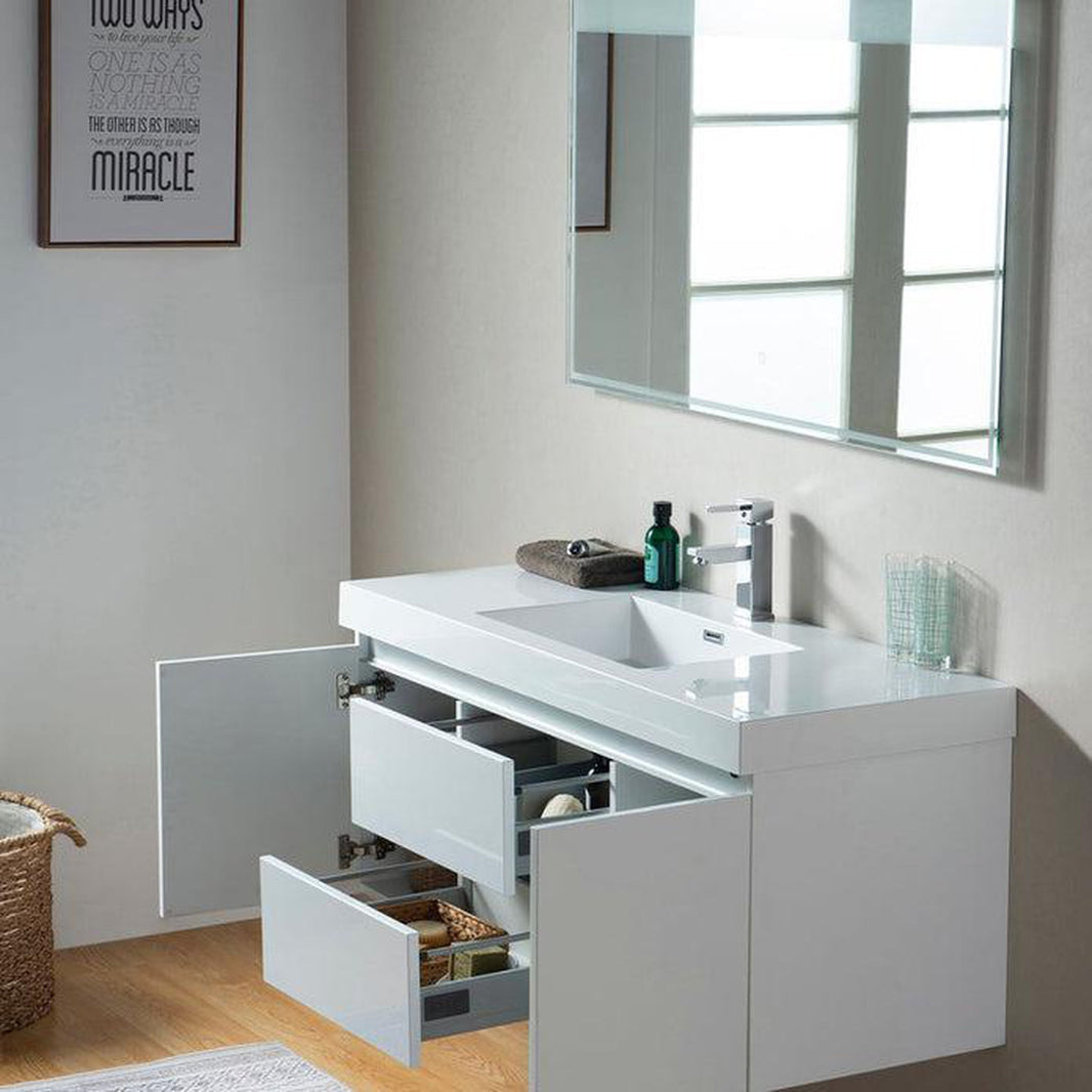 Vanity Art Annecy 48" Glossy White Wall Mounted LED Lighted Vanity Set ...