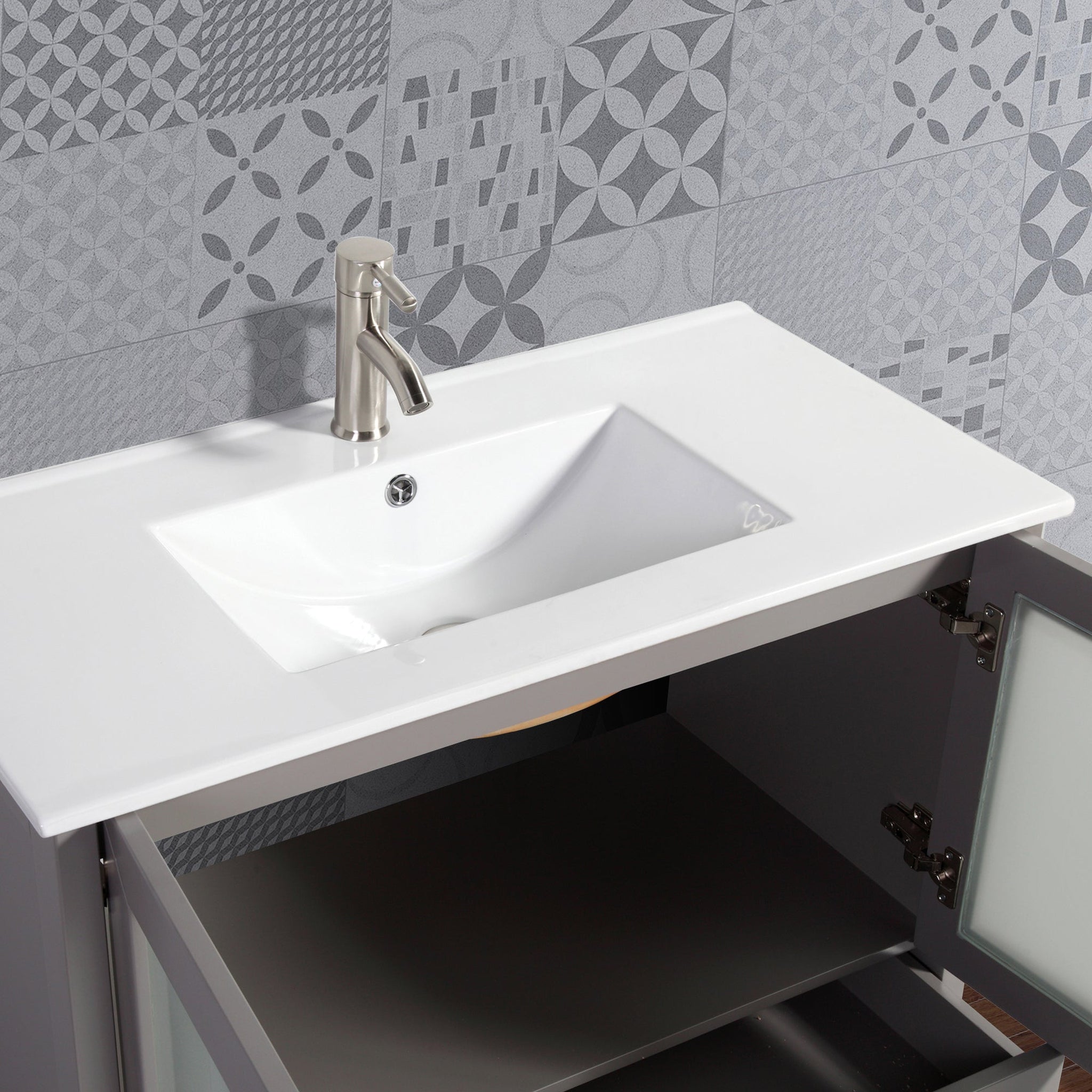 Vanity Art Brescia 36" Single Gray Freestanding Modern Bathroom Vanity ...