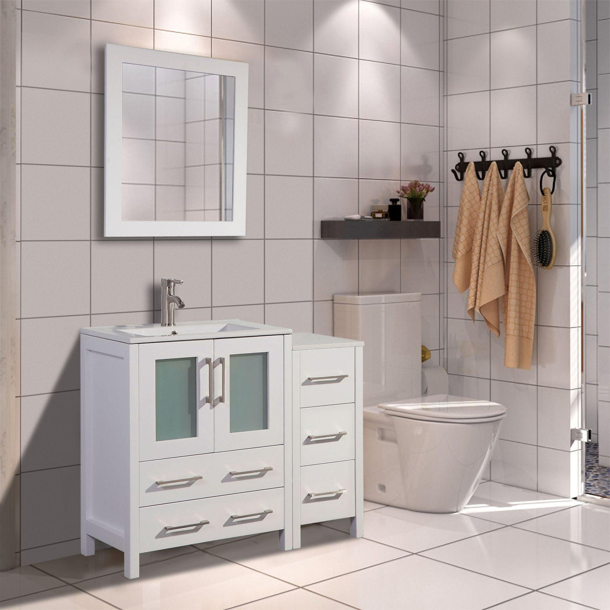 Vanity Art Brescia 36" Single White Freestanding Modern Bathroom Vanit ...