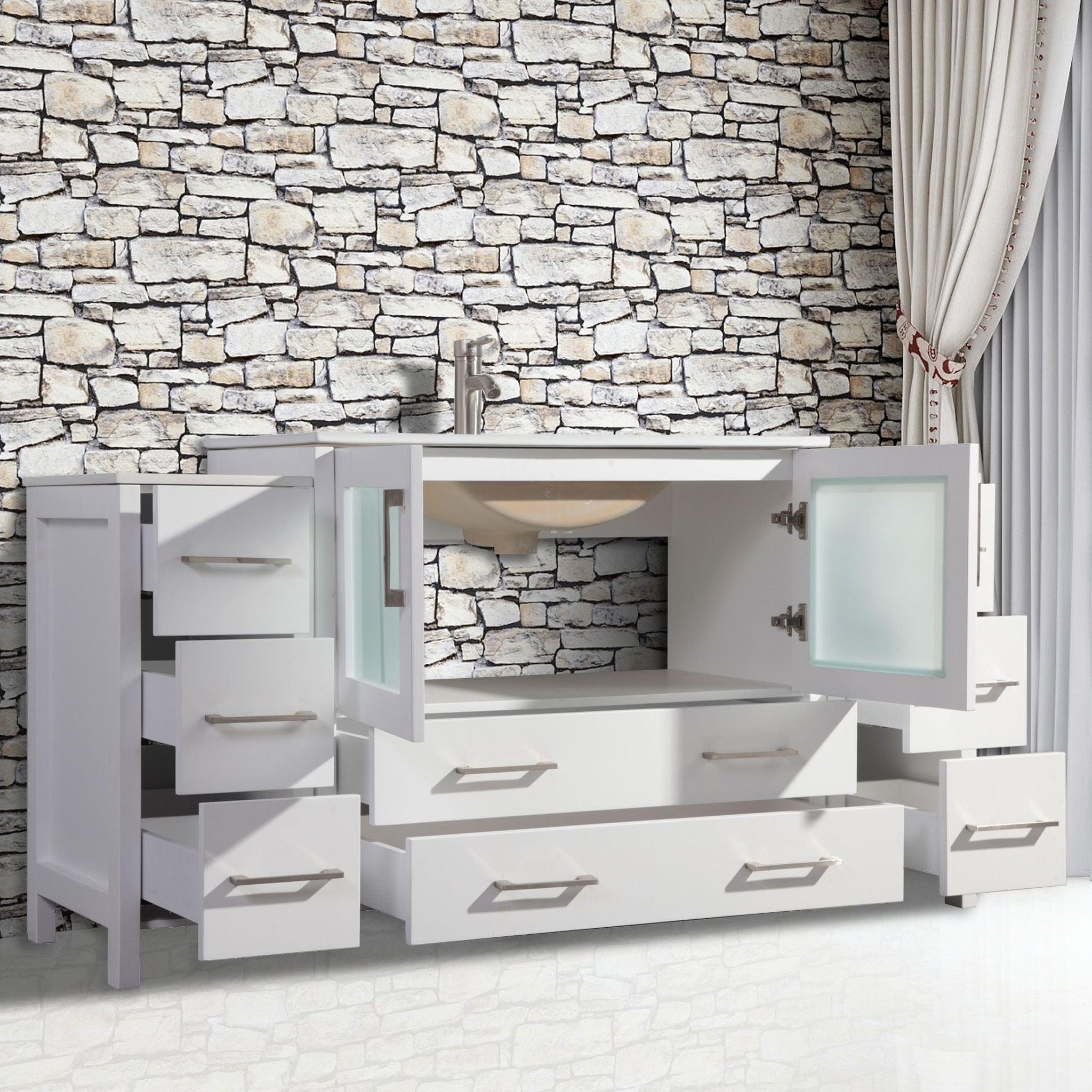 Vanity Art Brescia 60" Single White Freestanding Modern Bathroom Vanit ...