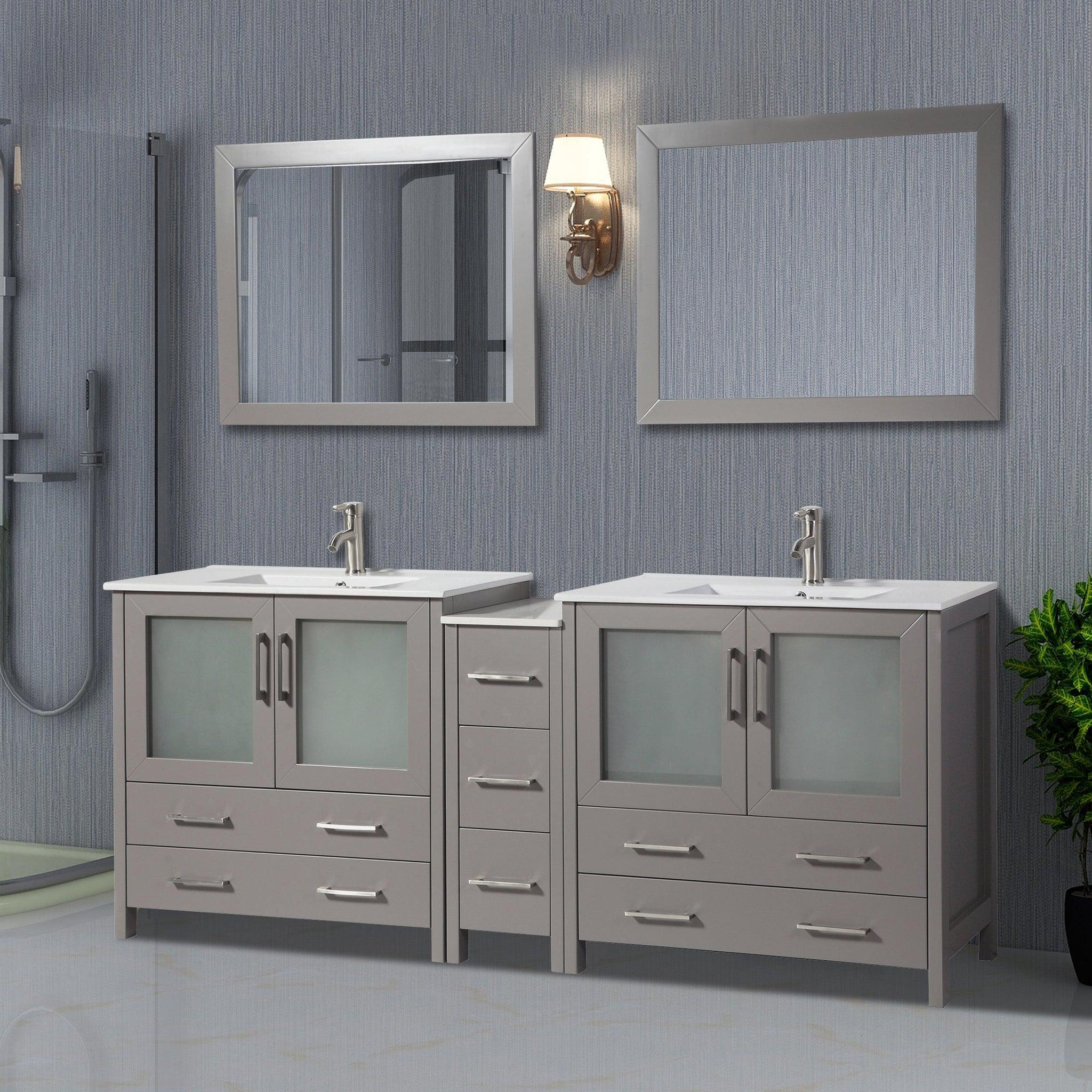 Vanity Art Brescia 84" Double Gray Freestanding Modern Bathroom Vanity ...