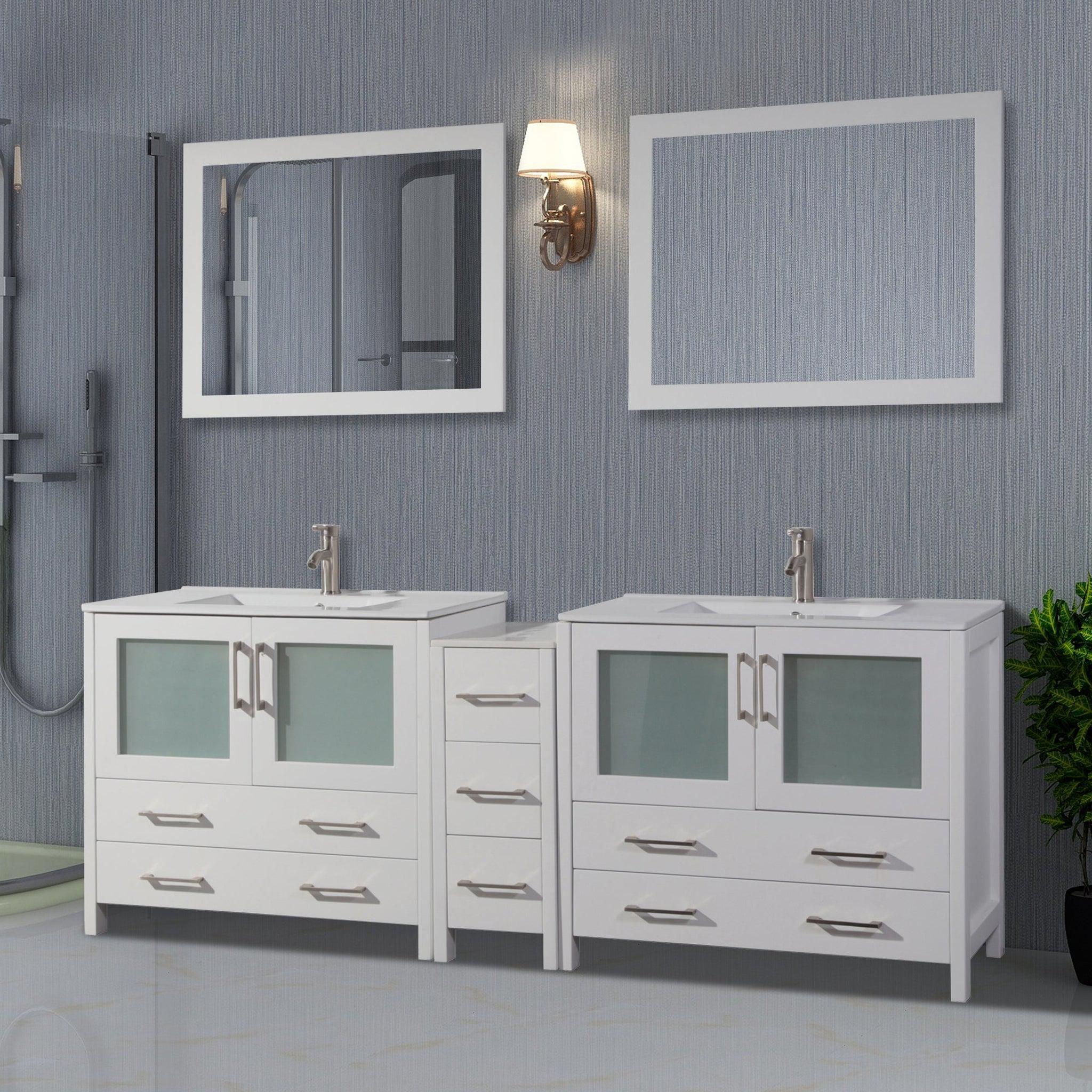 Vanity Art Brescia 84" Double White Freestanding Modern Bathroom Vanit ...