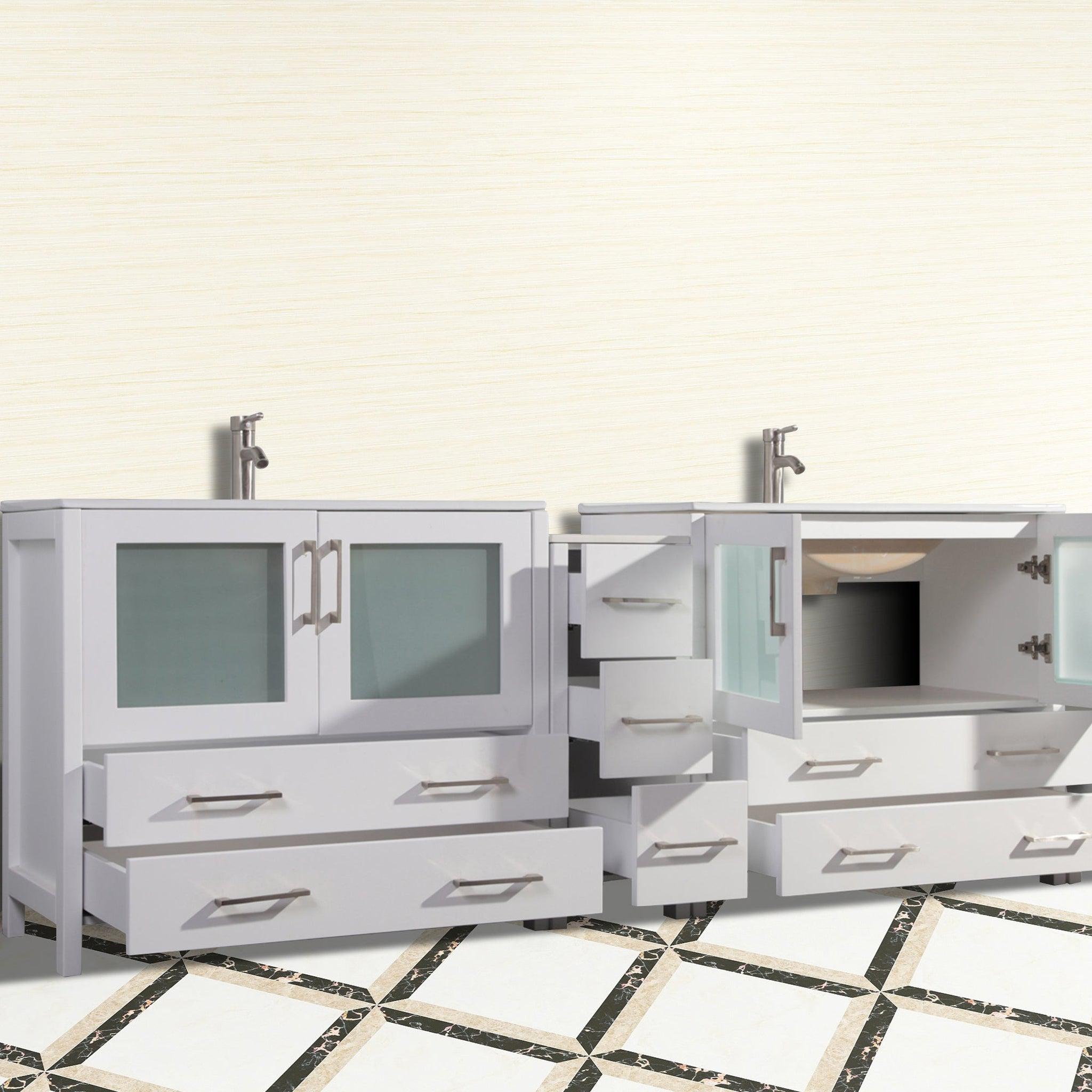 Vanity Art Brescia 84" Double White Freestanding Modern Bathroom Vanit ...