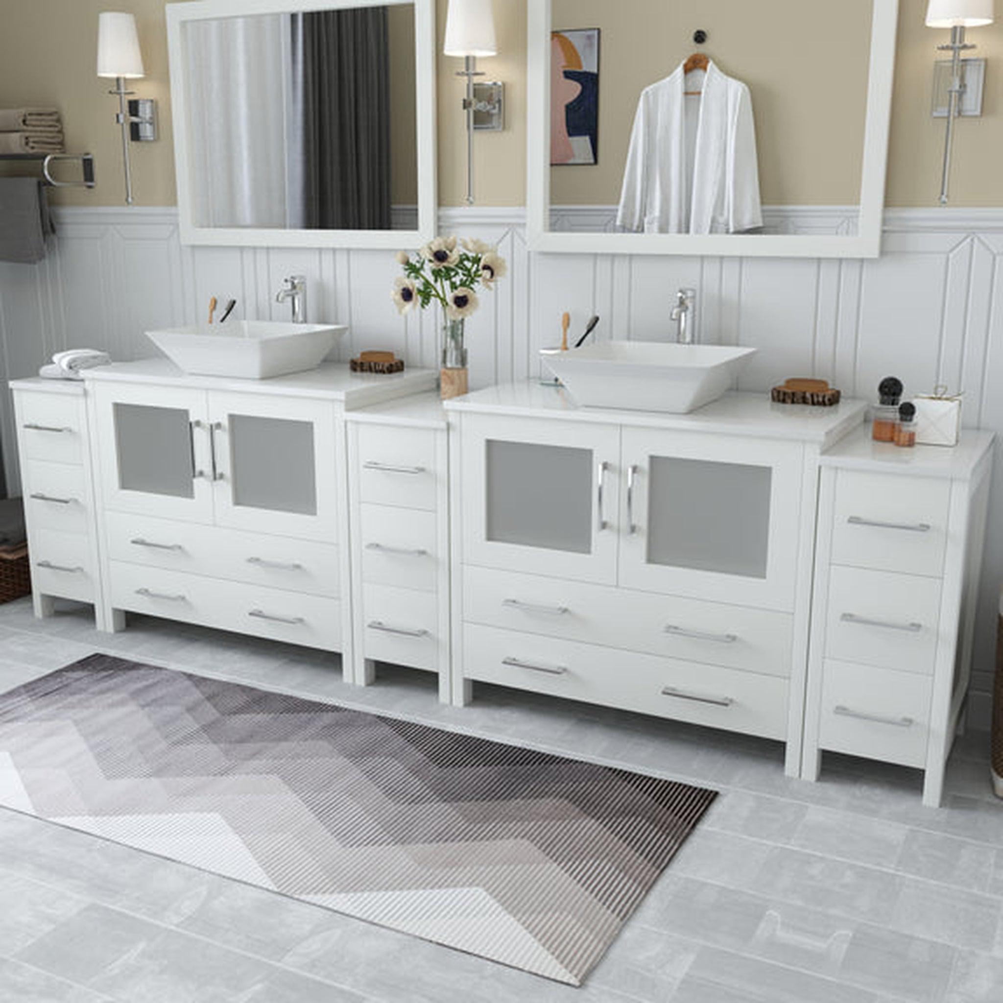 Vanity Art Ravenna 108" Double White Freestanding Vanity Set With Whit ...