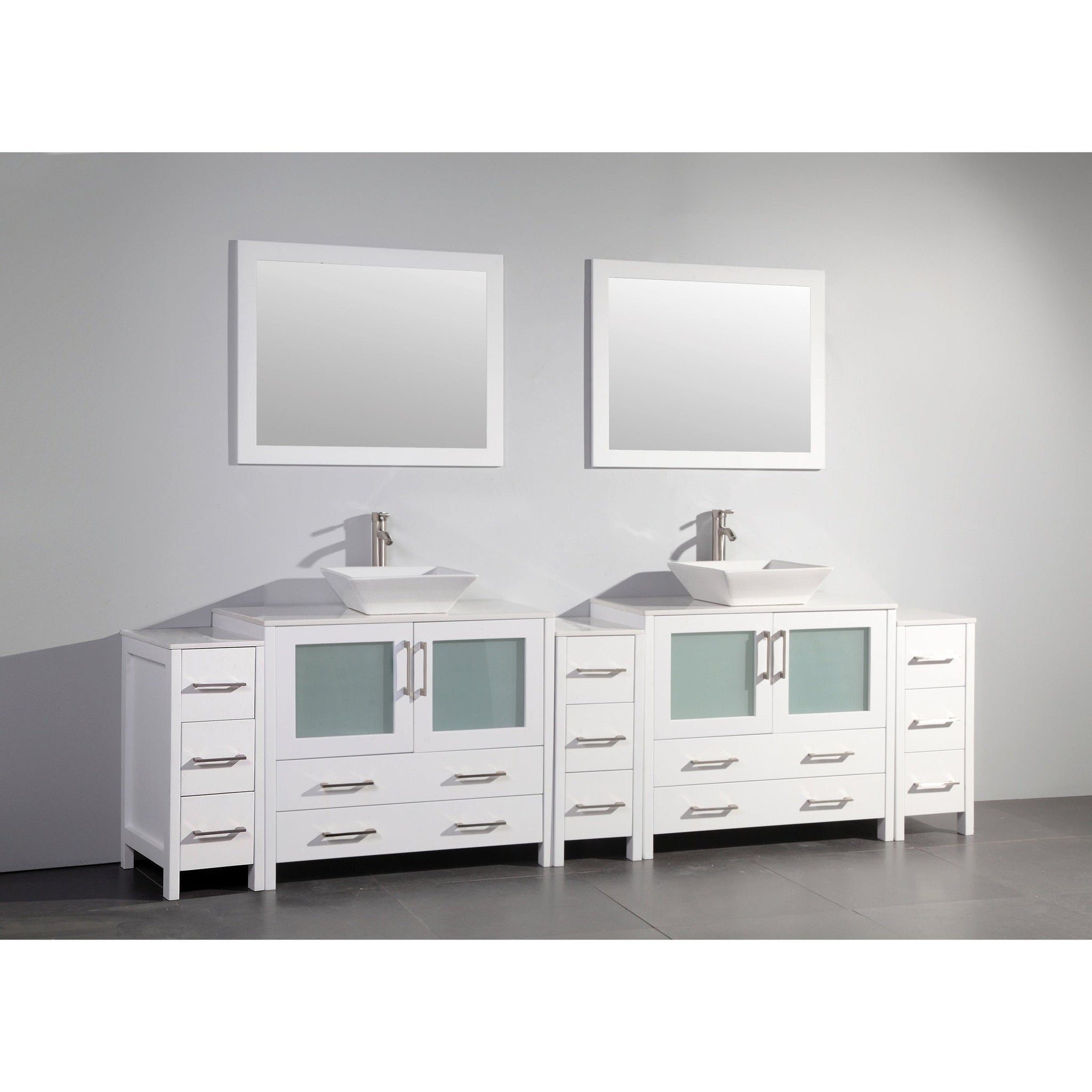 Vanity Art Ravenna 108" Double White Freestanding Vanity Set With Whit ...