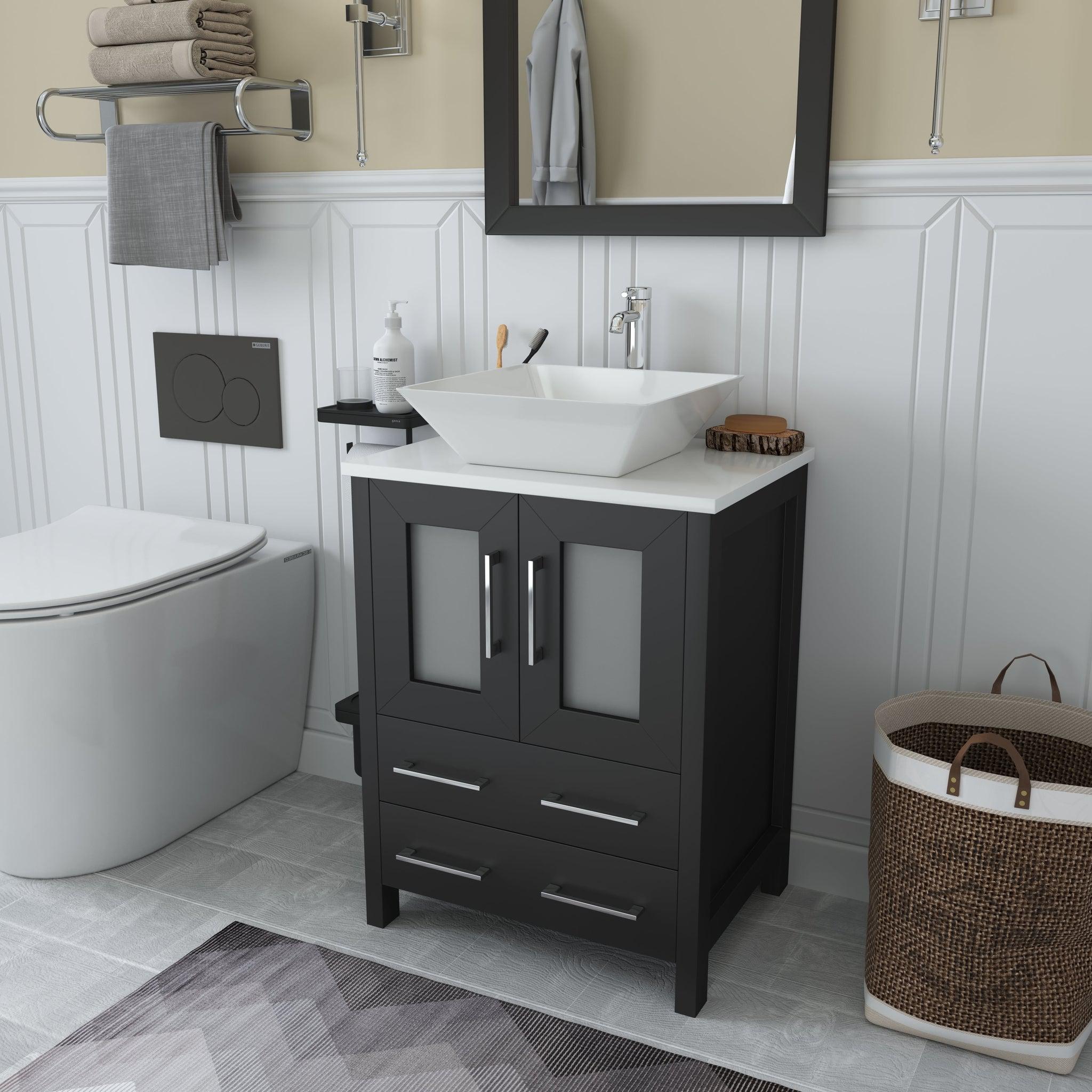 Vanity Art Ravenna 24" Single Espresso Freestanding Vanity Set With Wh ...
