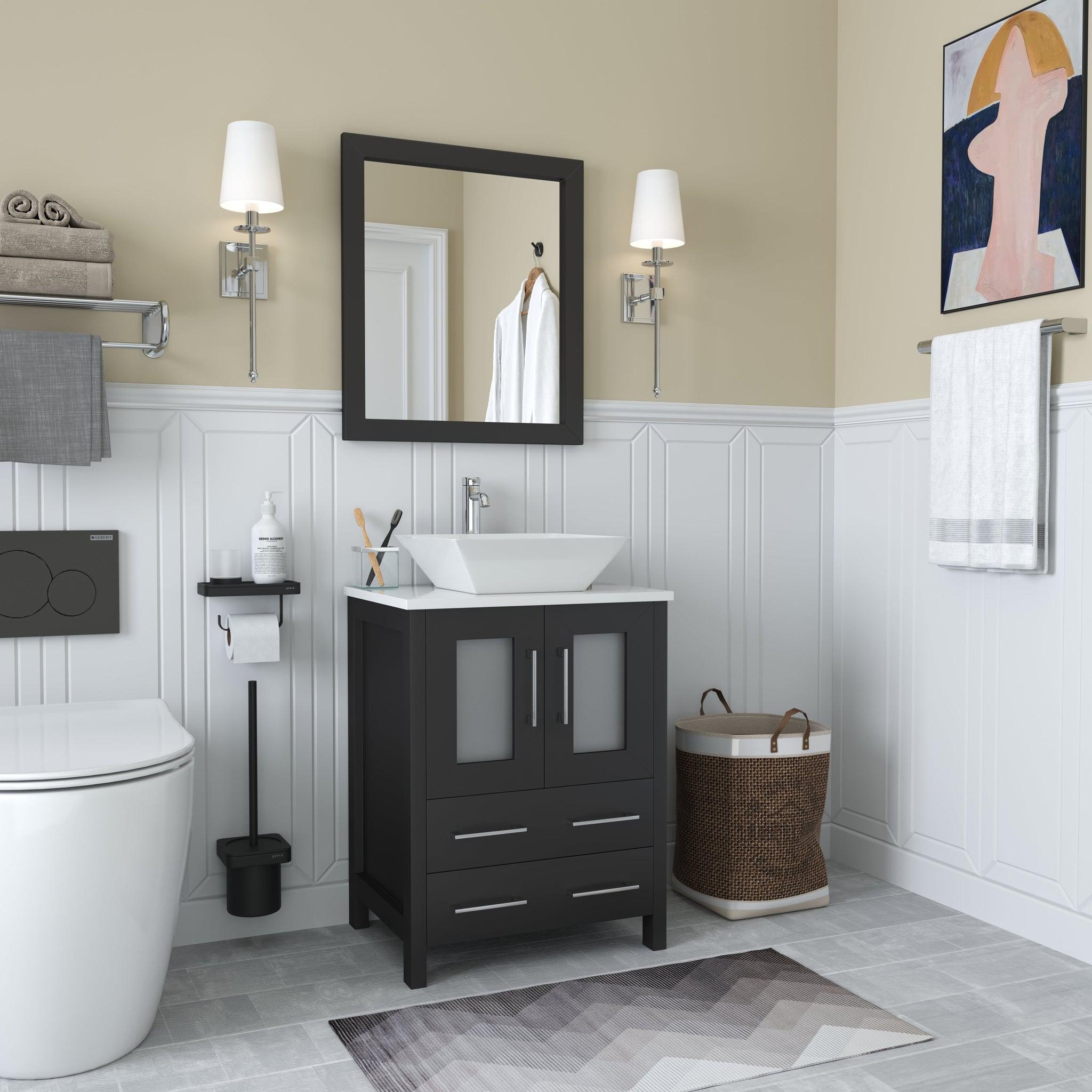 Vanity Art Ravenna 24" Single Espresso Freestanding Vanity Set With Wh ...
