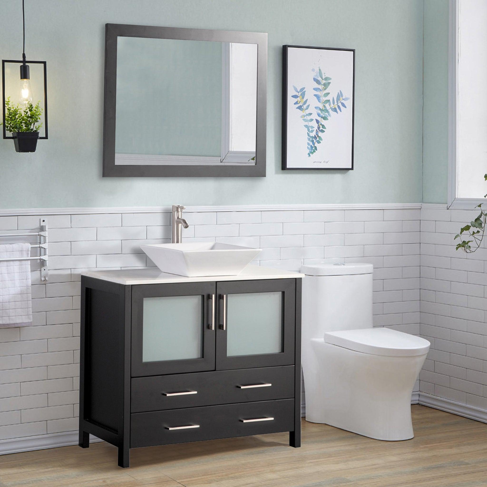Vanity Art Ravenna 36" Single Espresso Freestanding Vanity Set With Wh ...