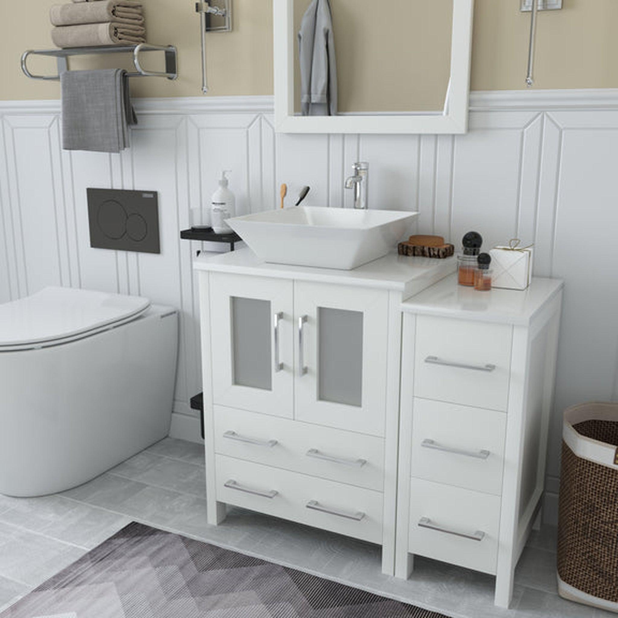 Vanity Art Ravenna 36" Single White Freestanding Vanity Set With White ...