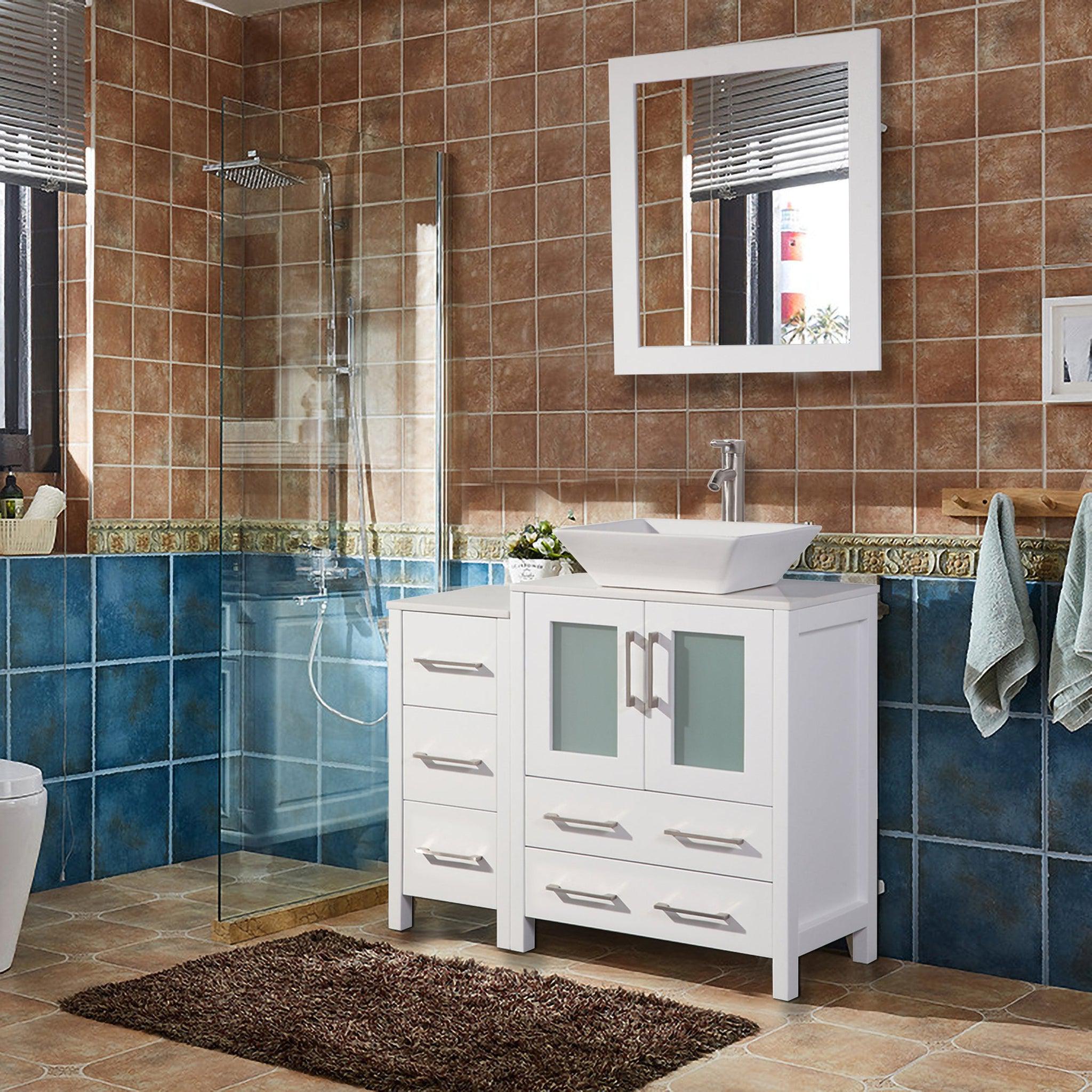 Vanity Art Ravenna 36" Single White Freestanding Vanity Set With White ...