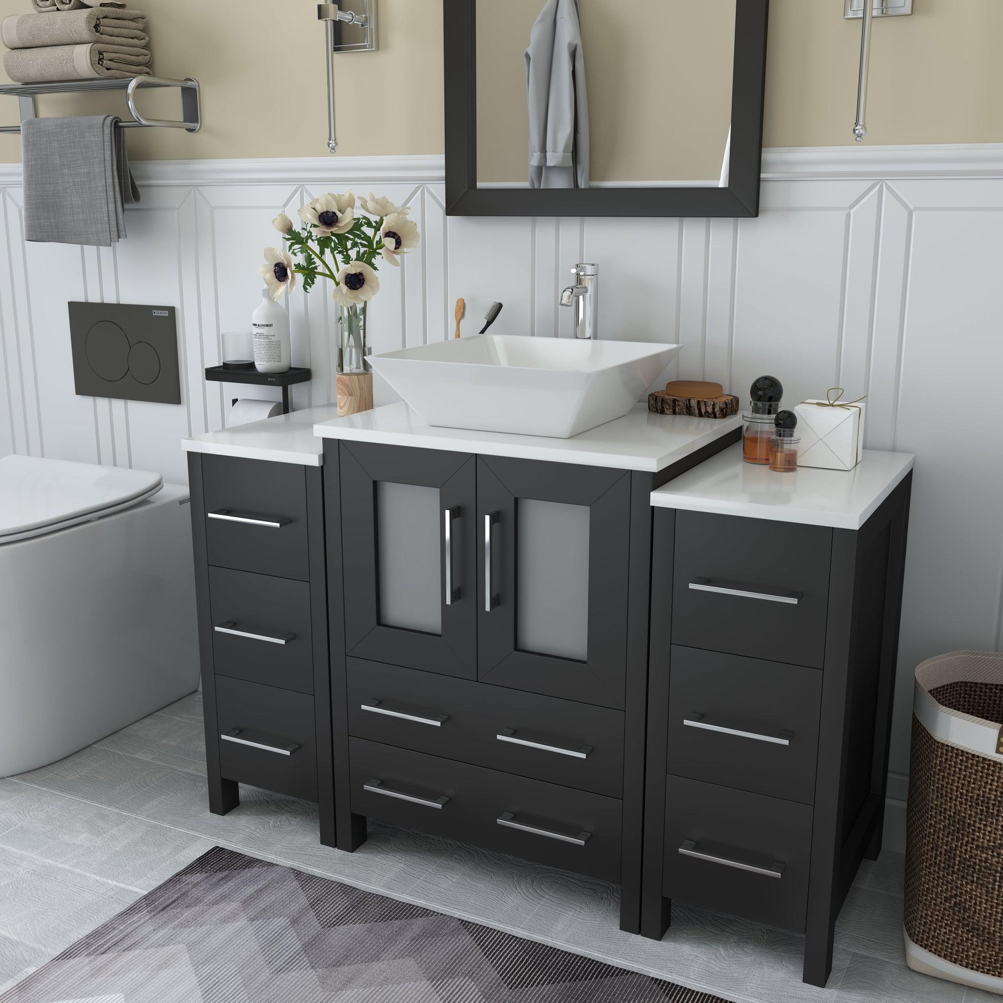 Vanity Art Ravenna 48" Single Espresso Freestanding Vanity Set With Wh ...