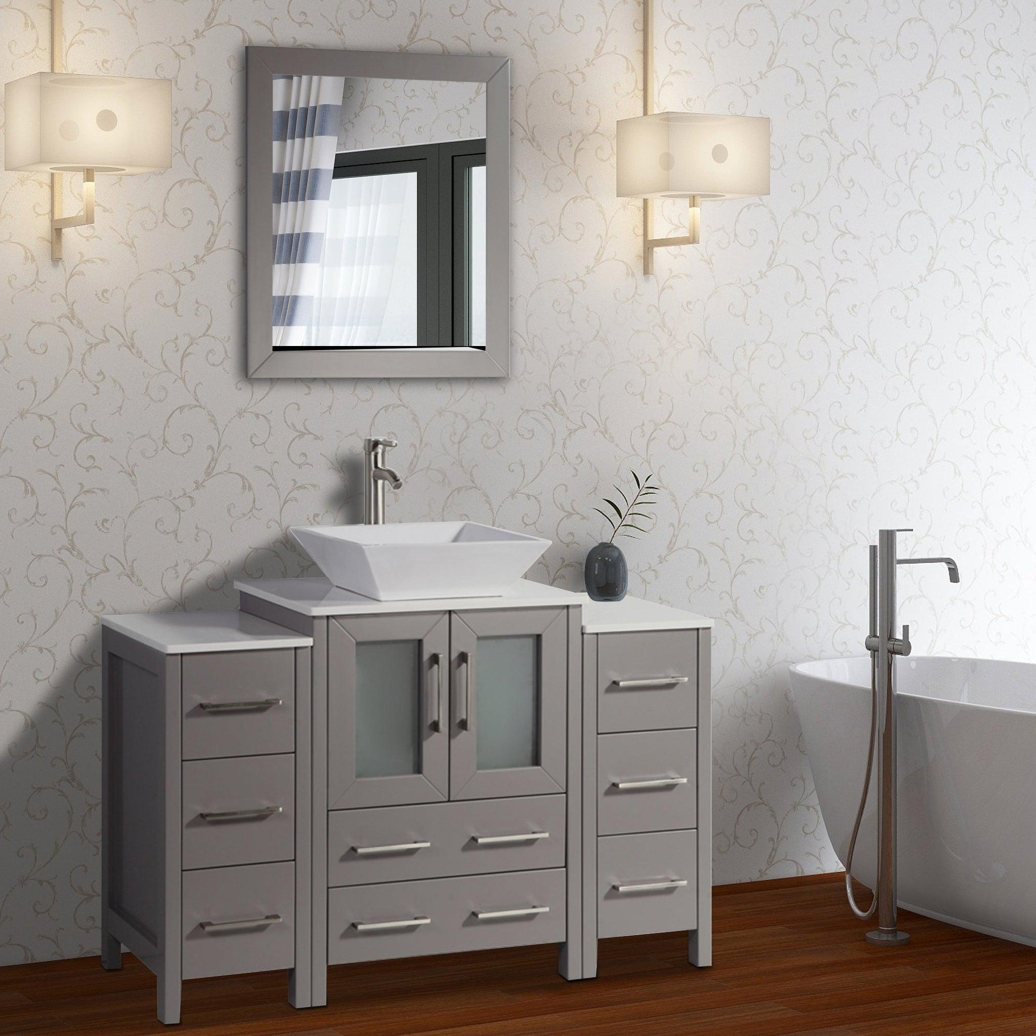 Vanity Art Ravenna 48" Single Gray Freestanding Vanity Set With White ...