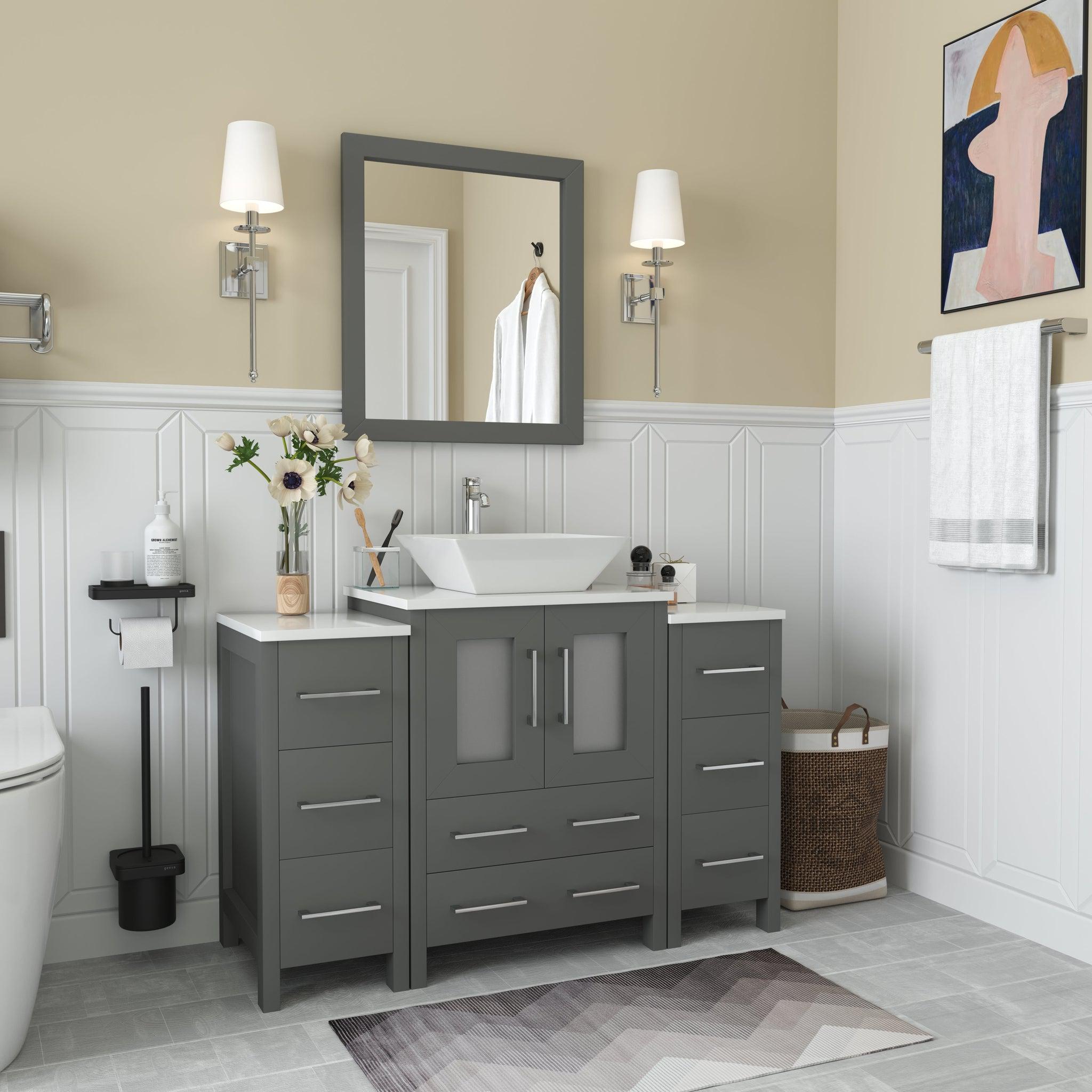 Vanity Art Ravenna 48" Single Gray Freestanding Vanity Set With White ...