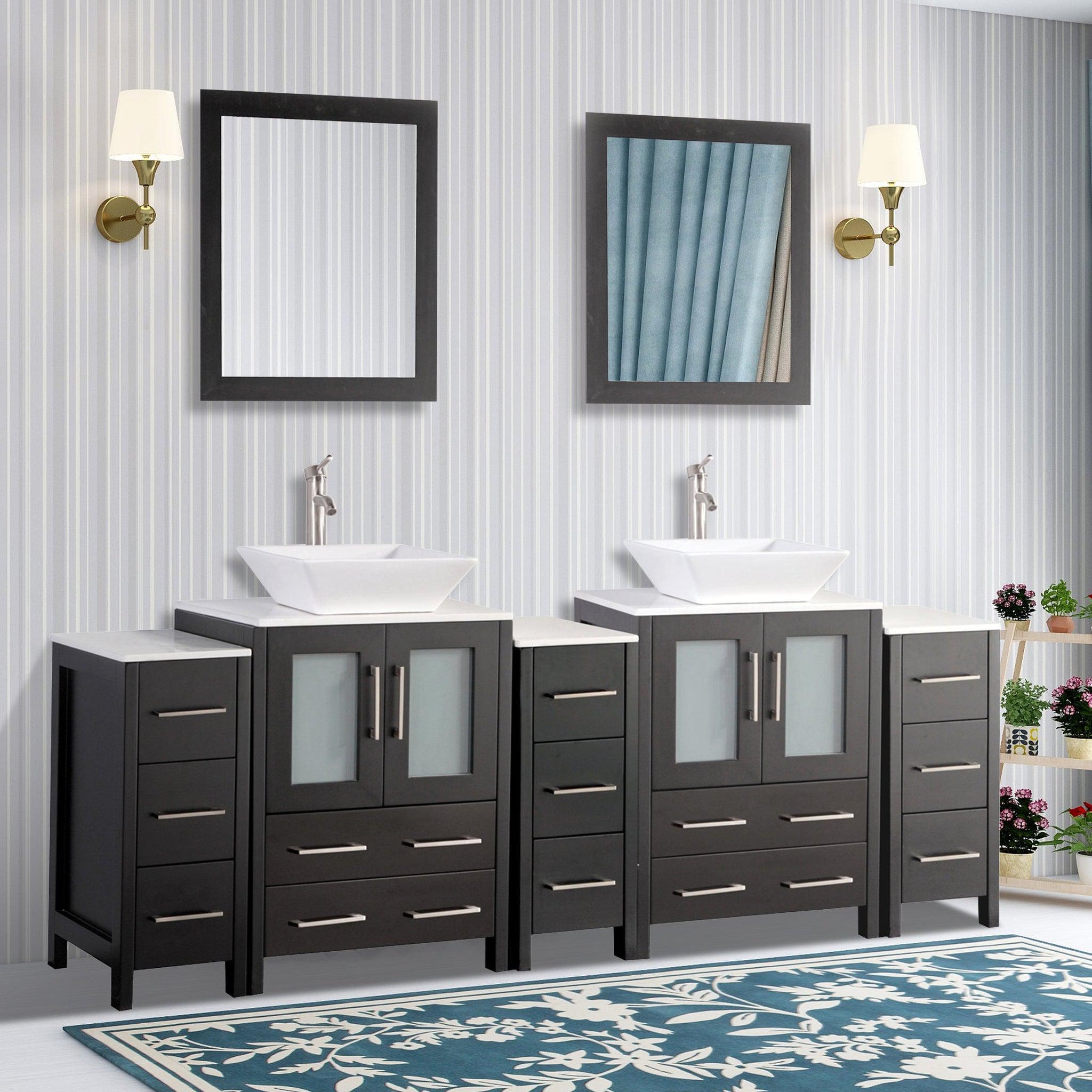 Vanity Art Ravenna 84" Double Espresso Freestanding Vanity Set With Wh ...
