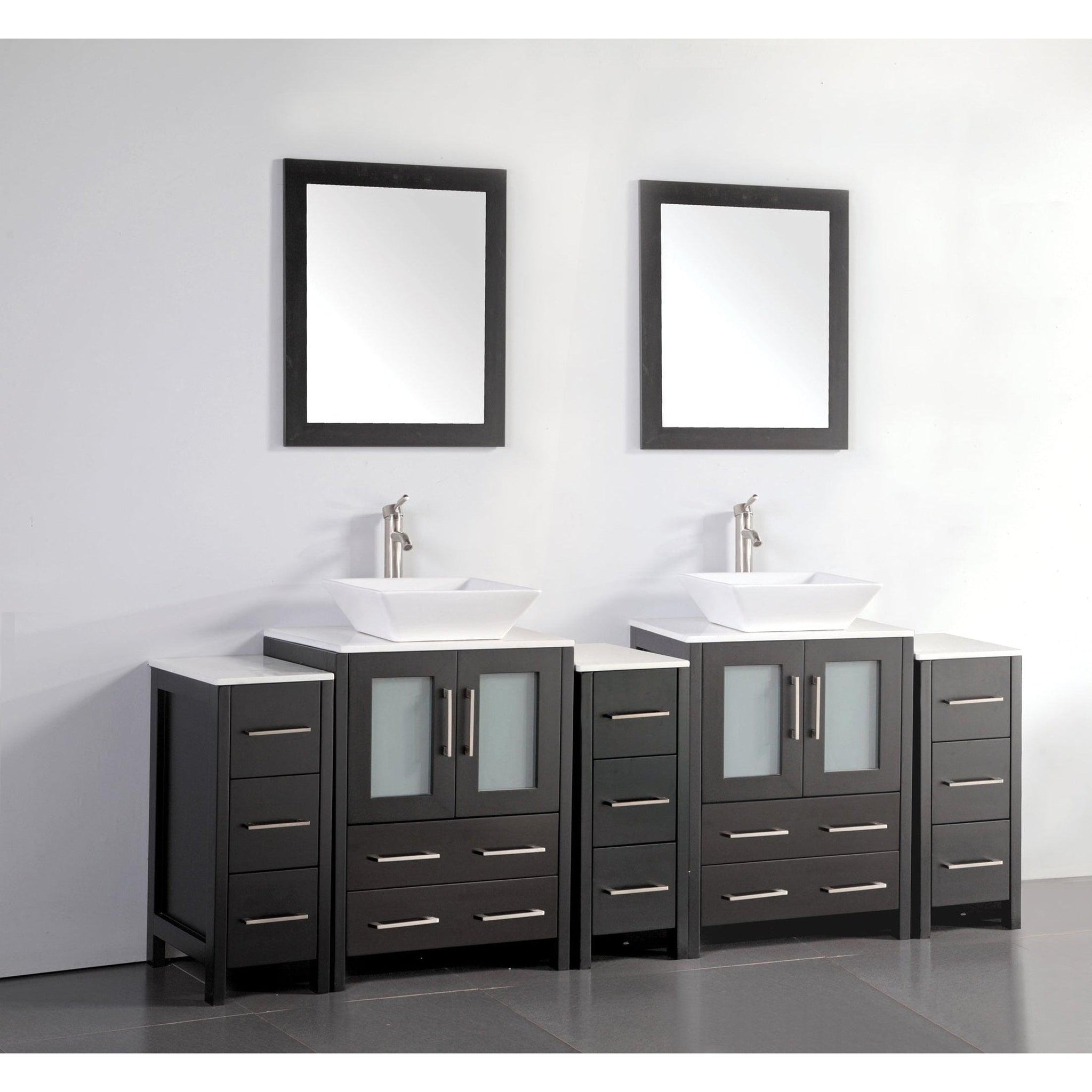 Vanity Art Ravenna 84" Double Espresso Freestanding Vanity Set With Wh ...
