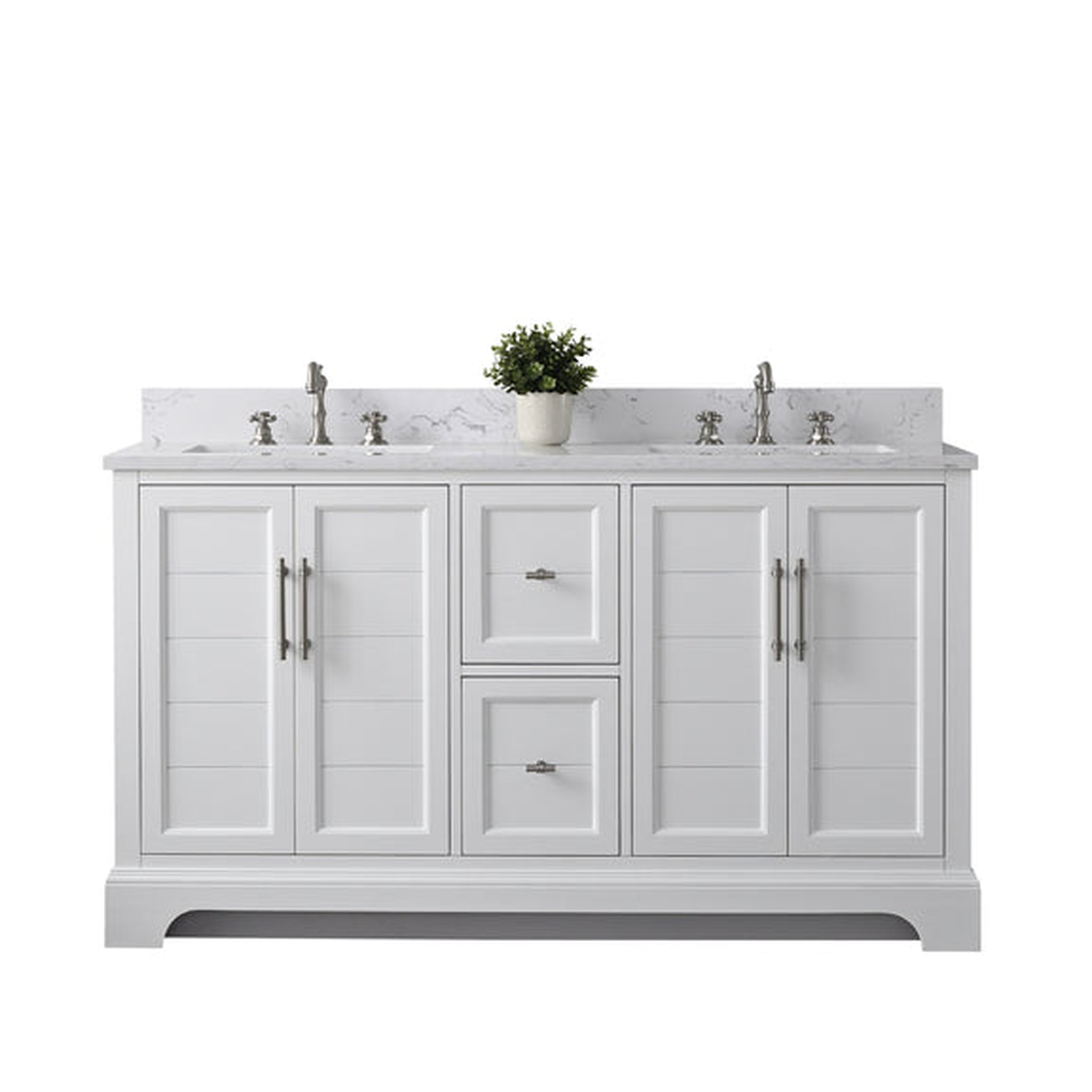 Vanity Art Vannes 60" Double White Freestanding Vanity Set With Engine ...