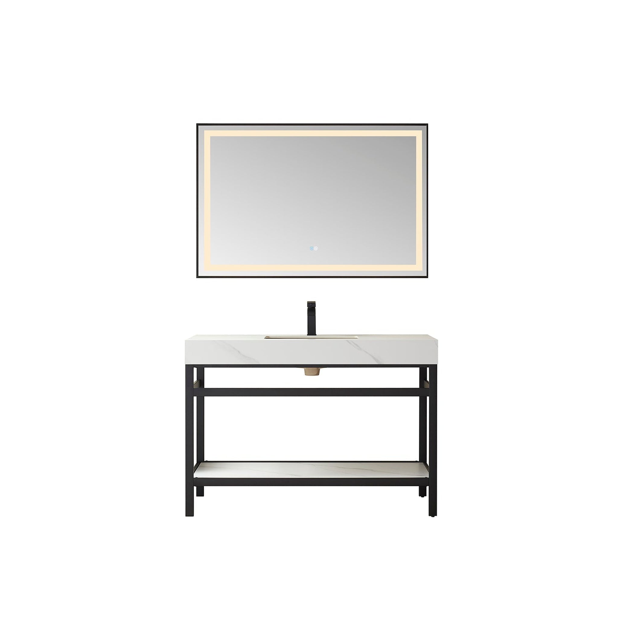 Vinnova Funes 48" Single Sink Bath Vanity In Matt Black Metal Support ...