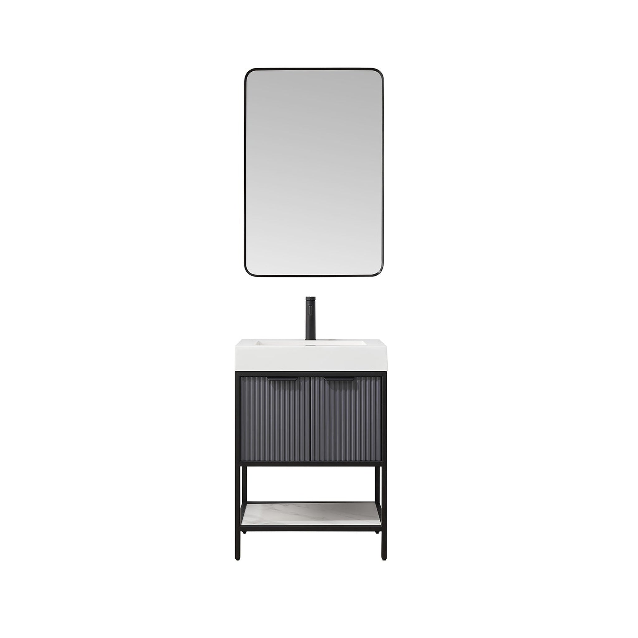 Vinnova Marcilla 24" Single Sink Bath Vanity In Grey With One-Piece Co ...
