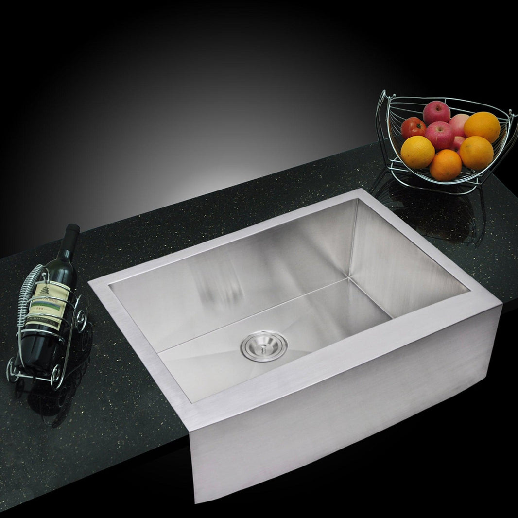 Water Creation Zero Radius Single Bowl Stainless Steel Hand Made Apron ...