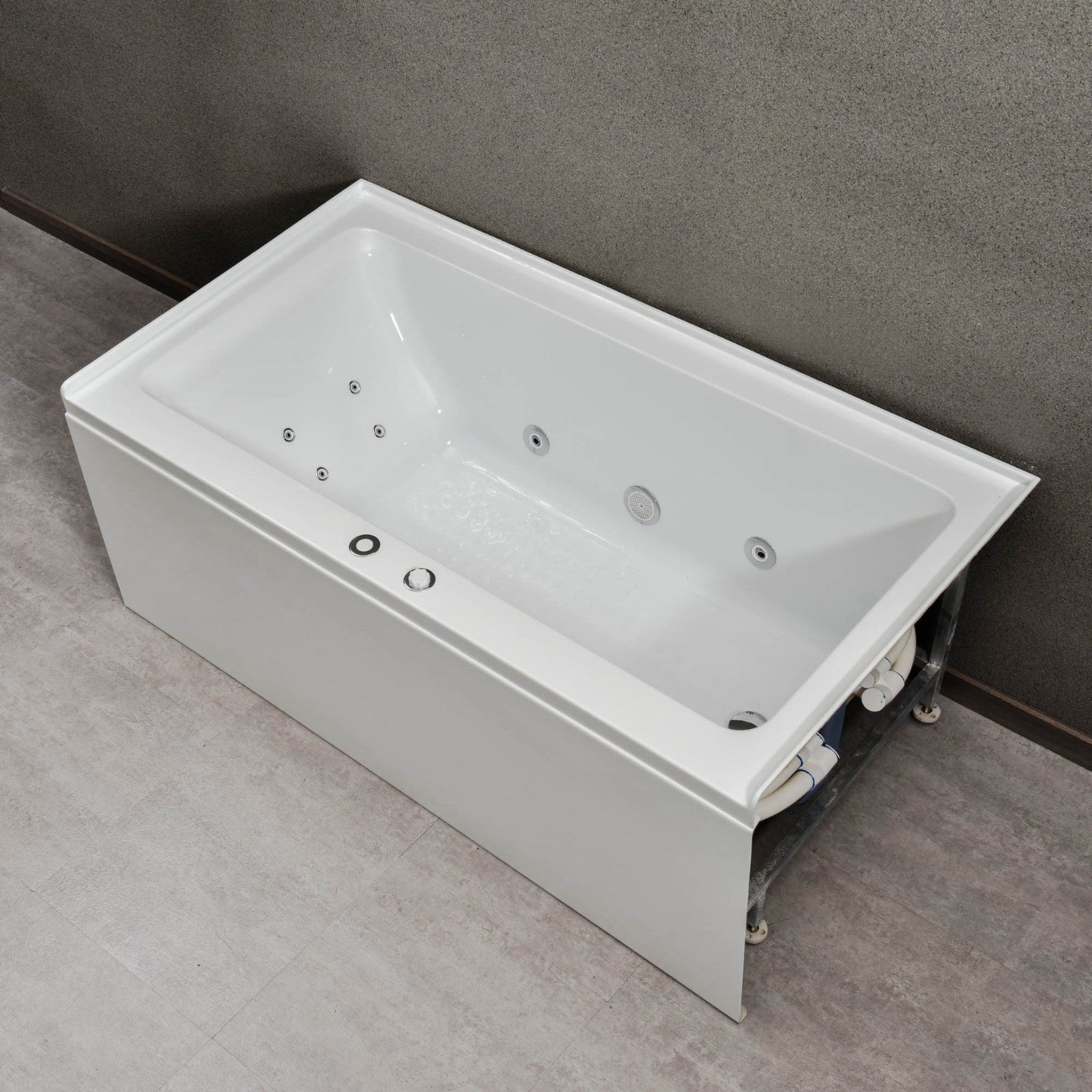 WoodBridge 60" White Whirlpool Water Jetted Alcove Tub With Right Hand ...