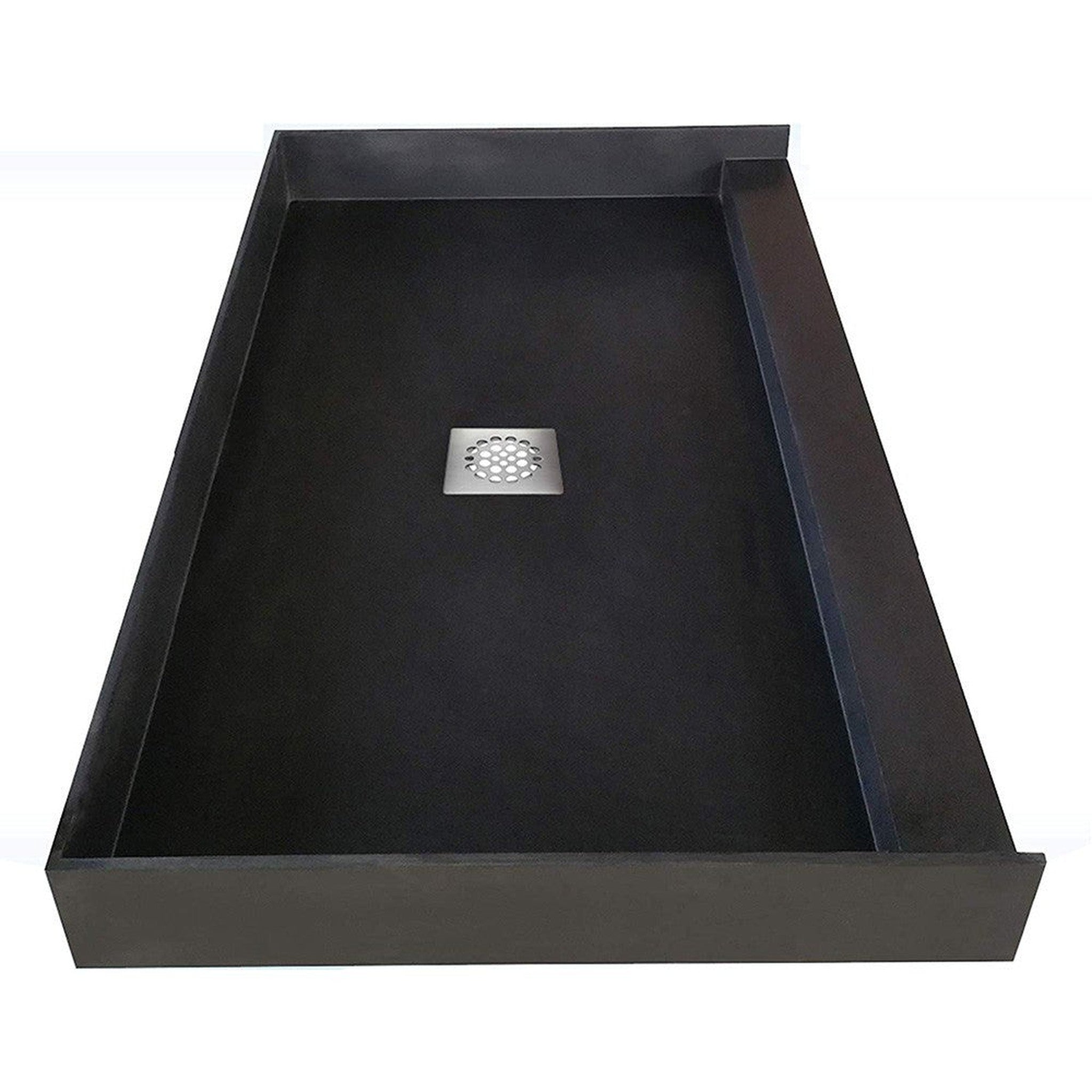 WoodBridge 60" x 30" Black Solid Tileable Shower Base With Integrated ...