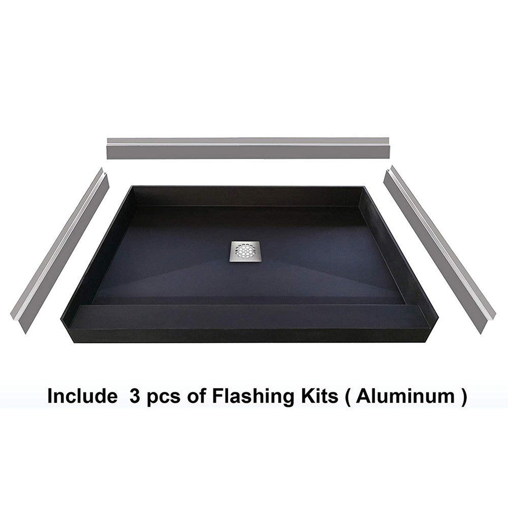WoodBridge 60" x 36" Black Solid Tileable Shower Base With Integrated ...