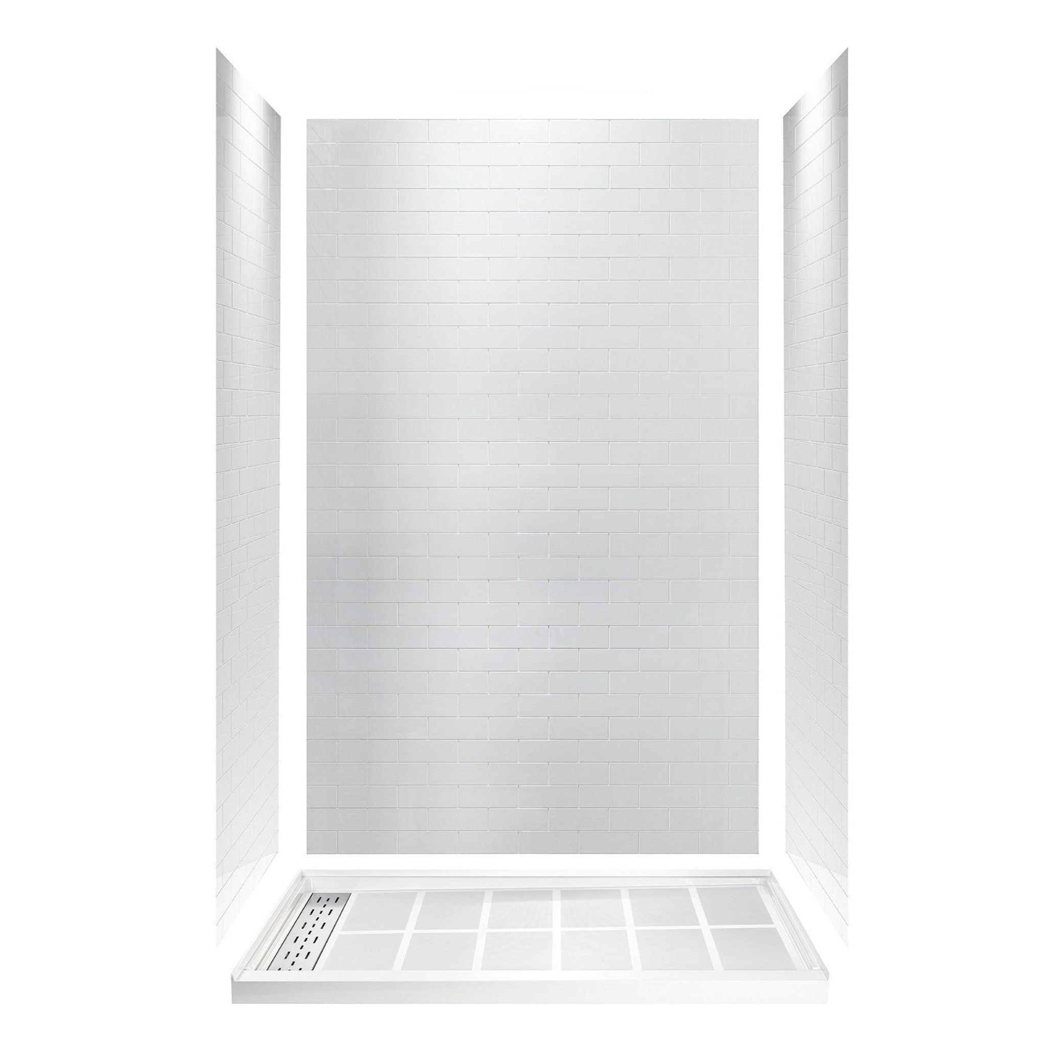 WoodBridge 60" x 36" White Solid Surface Right Drain Location Chrome T ...