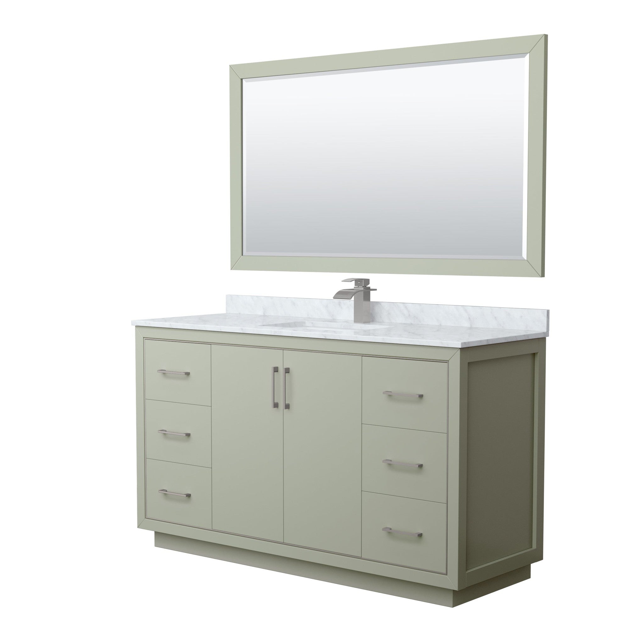 Wyndham Collection Icon 60" Single Bathroom Vanity in Light Green, Whi ...