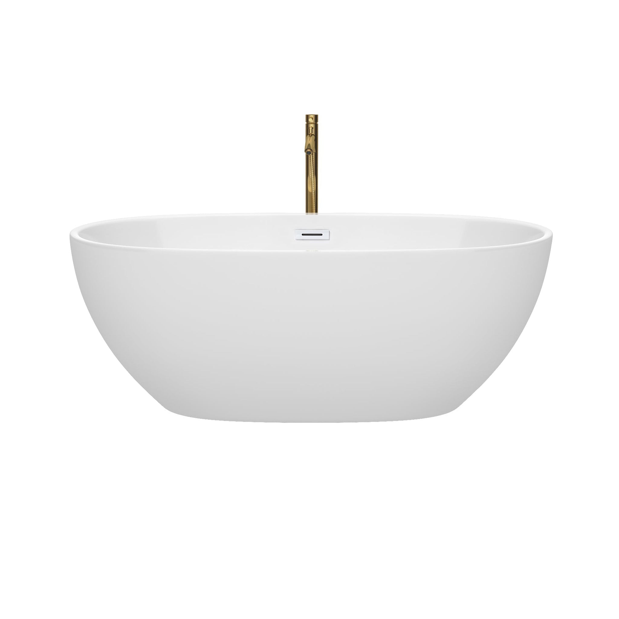 Wyndham Collection Juno 63" Freestanding Bathtub in White With Shiny W ...