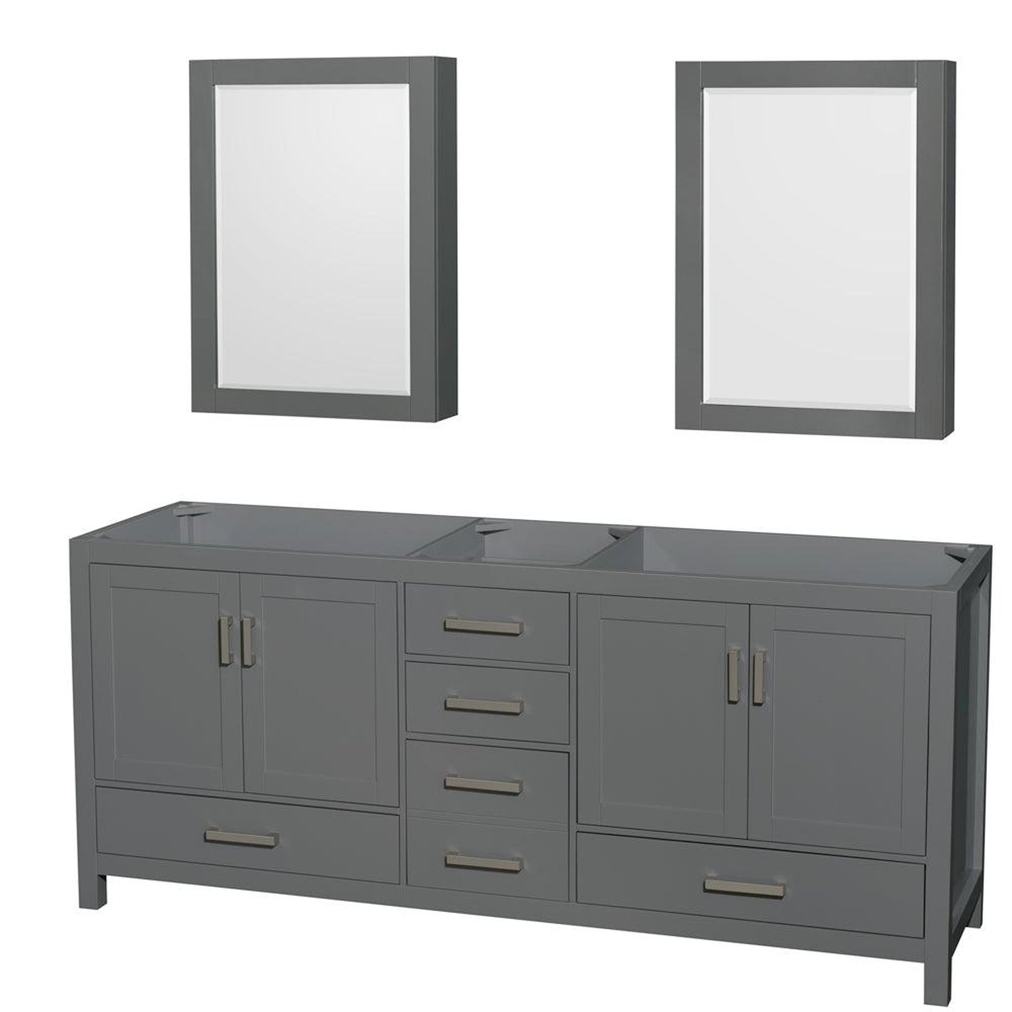 Wyndham Collection Sheffield 80" Double Bathroom Vanity in Dark Gray ...