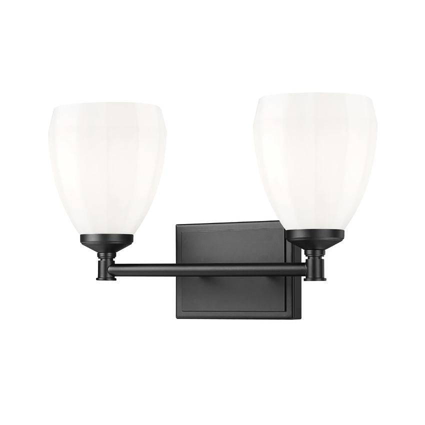 Z-Lite Oren 2-Light Medium Bulb Base Matte Black Steel Frame Matte Opa ...