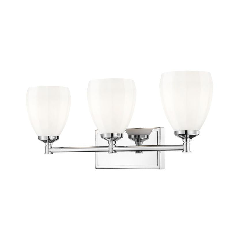 Z-Lite Oren 3-Light Medium Bulb Base Chrome Steel Frame Matte Opal Gla ...