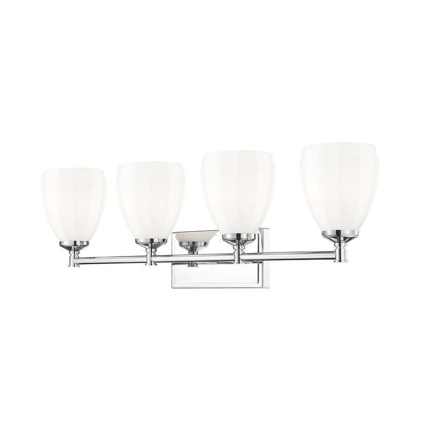 Z-Lite Oren 4-Light Medium Bulb Base Chrome Steel Frame Matte Opal Gla ...