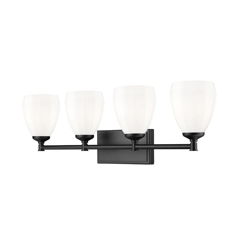 Z-Lite Oren 4-Light Medium Bulb Base Matte Black Steel Frame Matte Opa ...