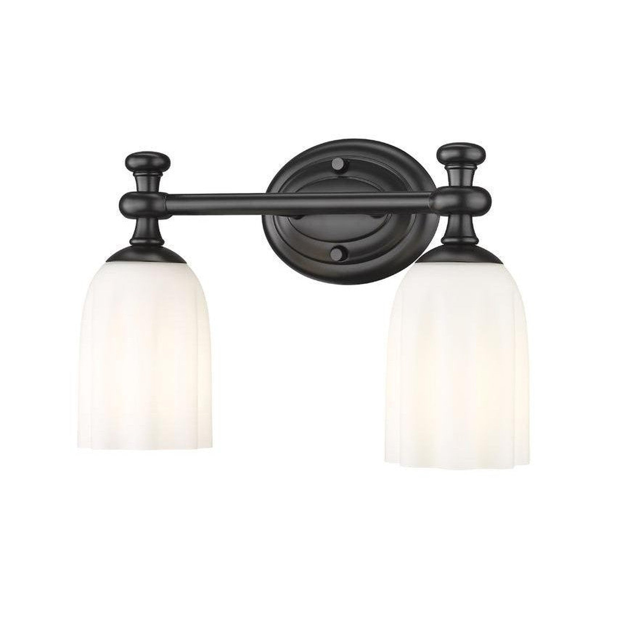 Z-Lite Orion 14" 2-Light Matte Black Steel Vanity Light With Opal Etch ...