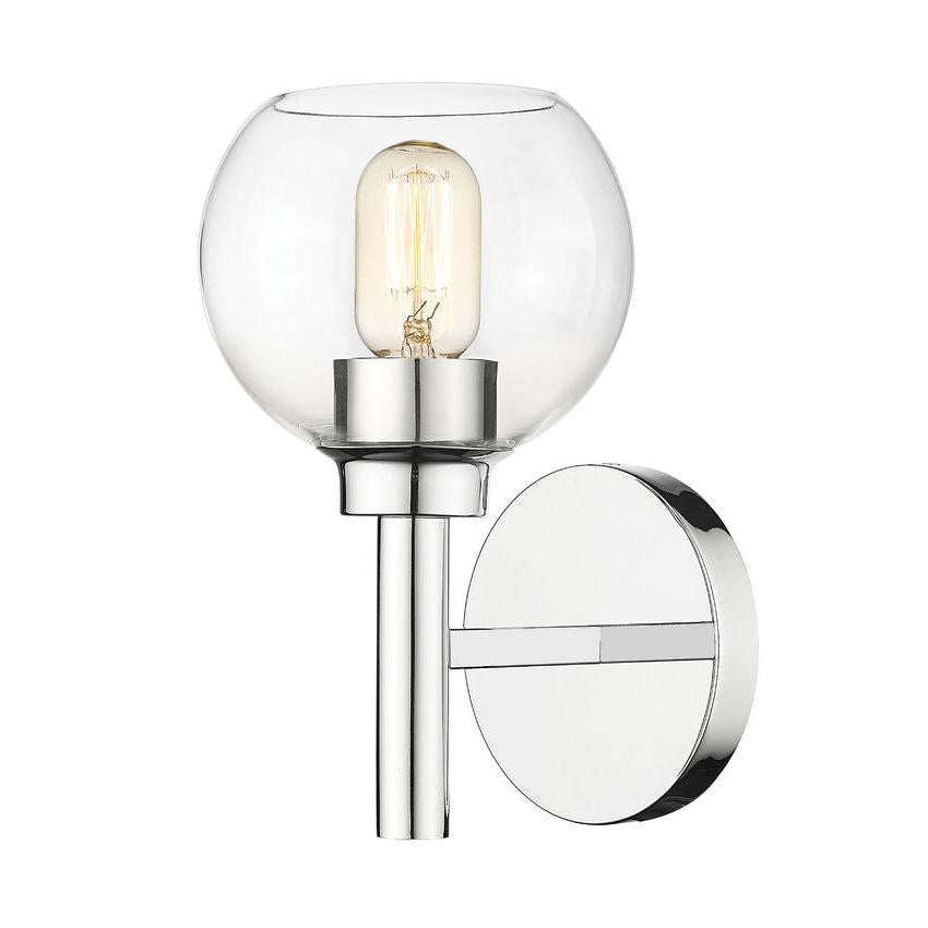 Z-Lite Sutton 1-Light Chrome Steel Frame Clear Glass Shade Wall Sconce ...