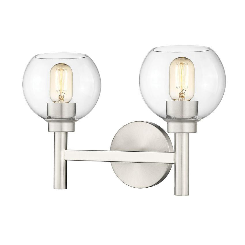 Z-Lite Sutton 2-Light Brushed Nickel Steel Frame Clear Glass Shade Van ...