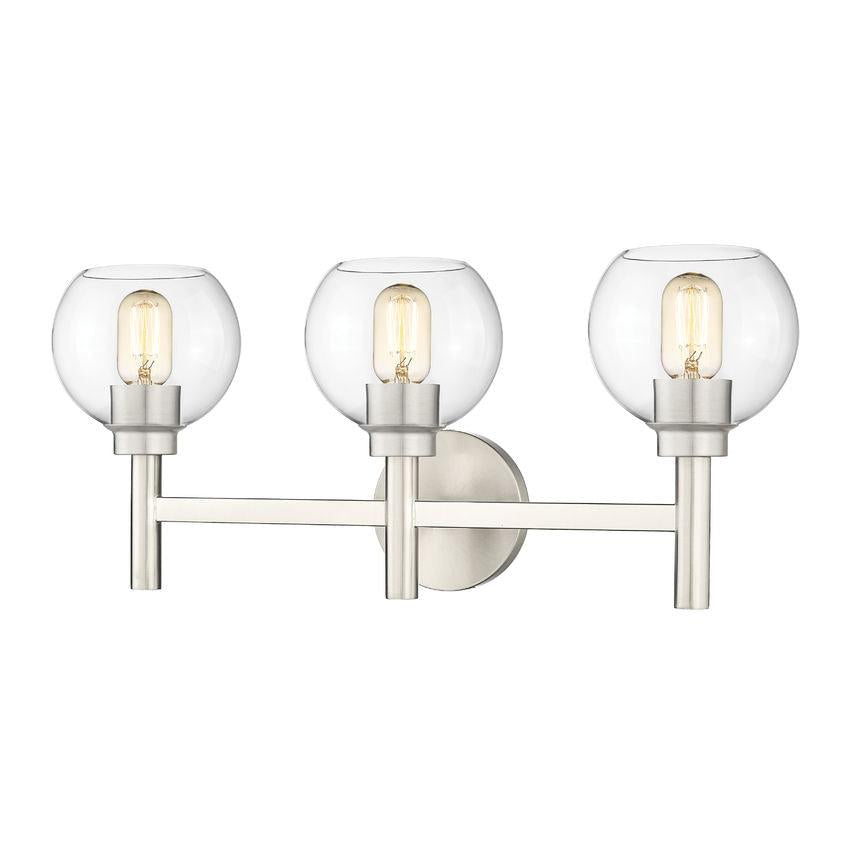 Z-Lite Sutton 3-Light Brushed Nickel Steel Frame Clear Glass Shade Van ...