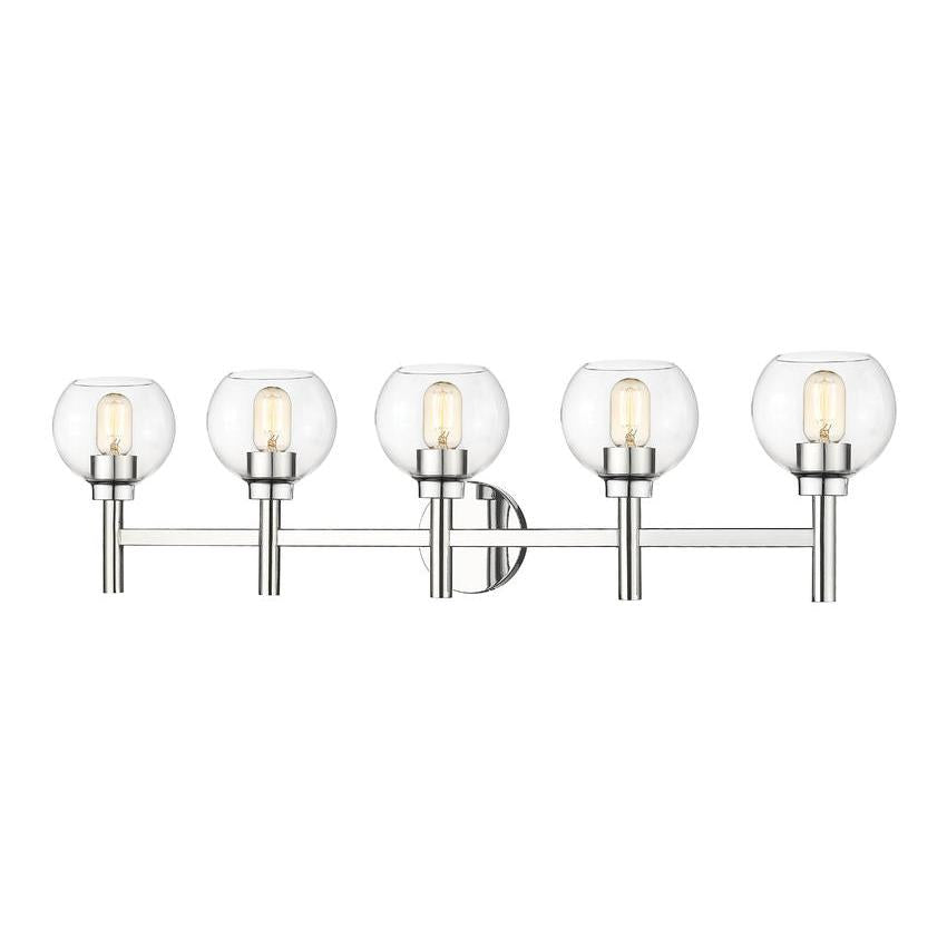 Z-Lite Sutton 5-Light Chrome Steel Frame Clear Glass Shade Vanity Ligh ...