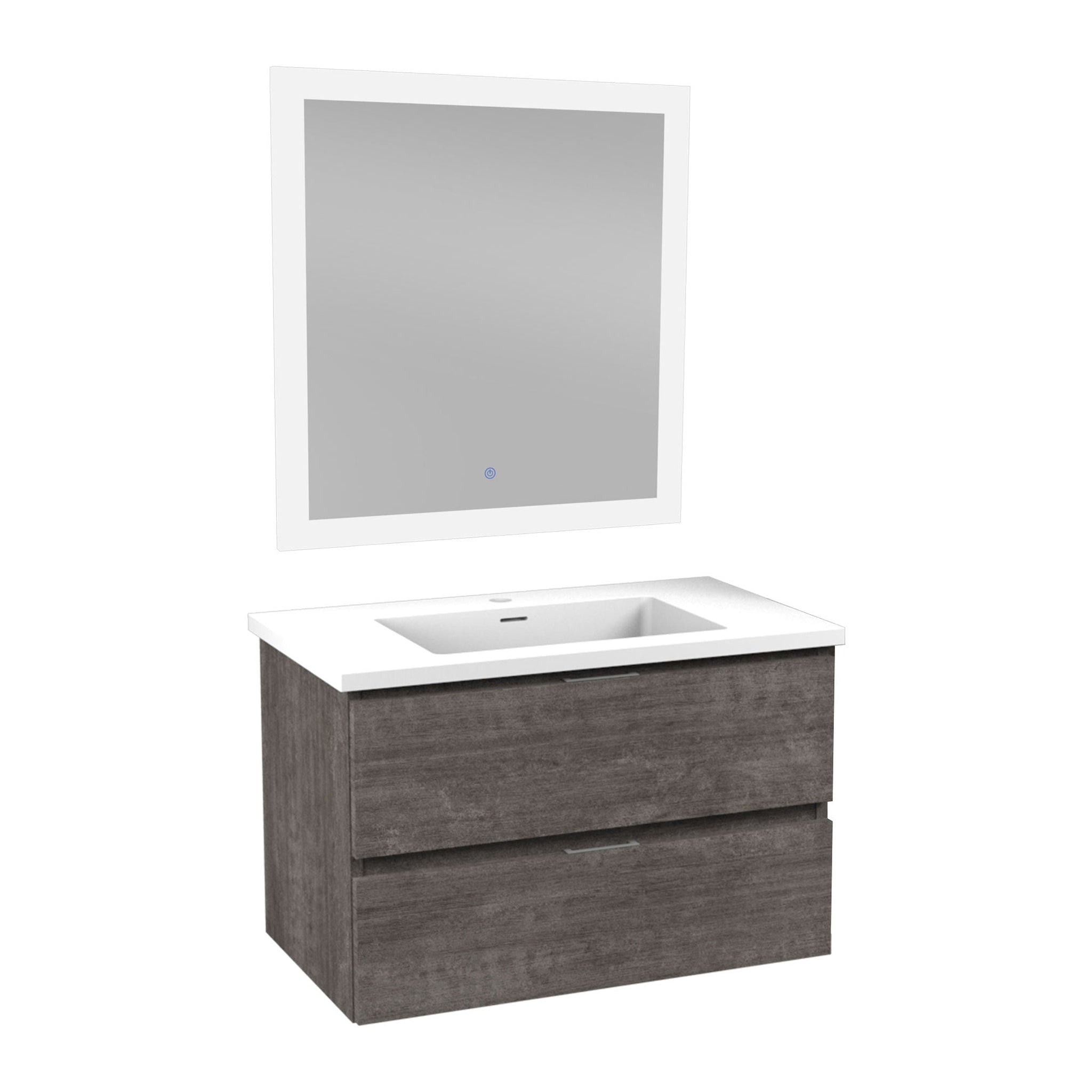 ANZZI Conques Series 30" x 20" Rich Gray Solid Wood Bathroom Vanity Wi ...