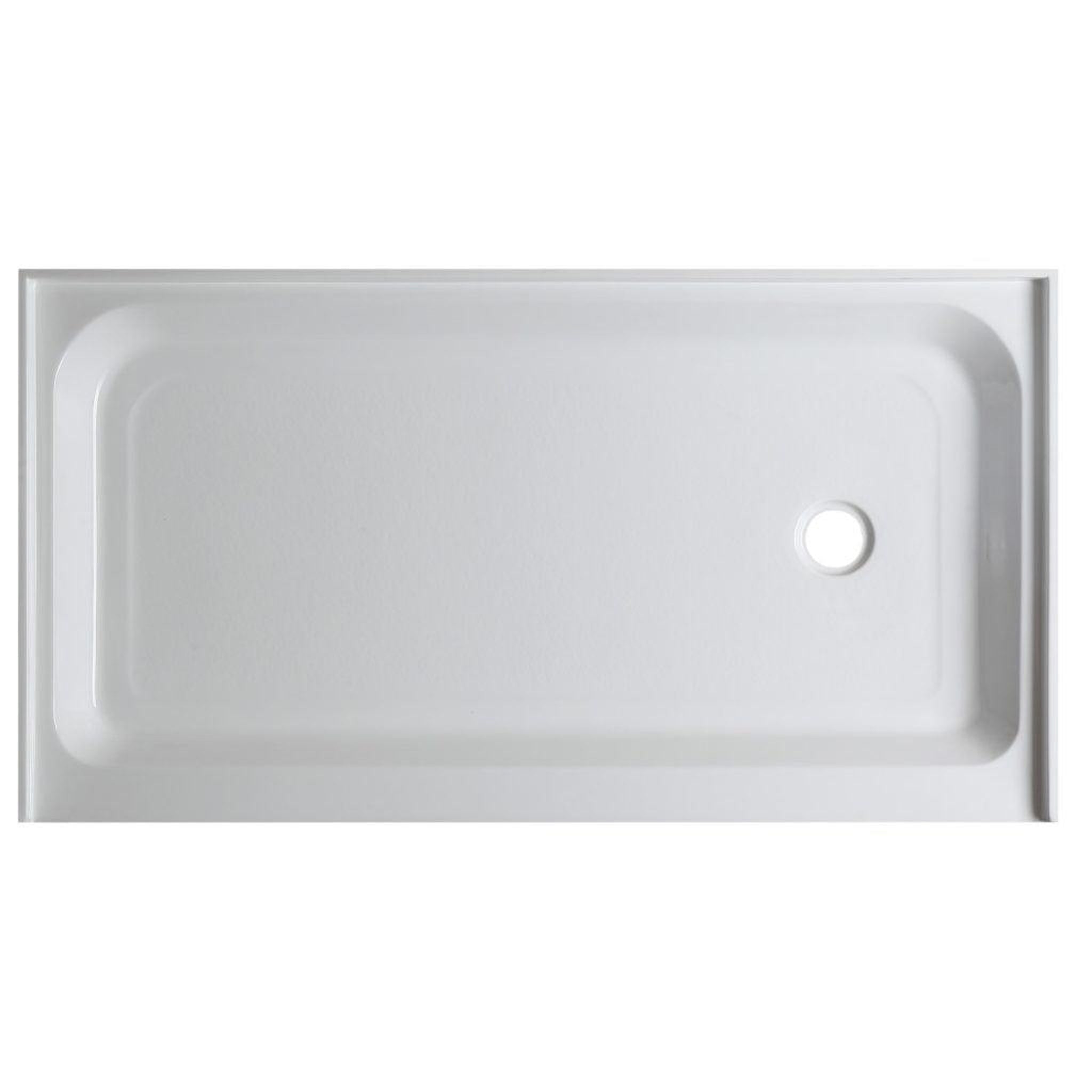 ANZZI Tier Series 32" x 60" Right Drain Single Threshold White Shower ...