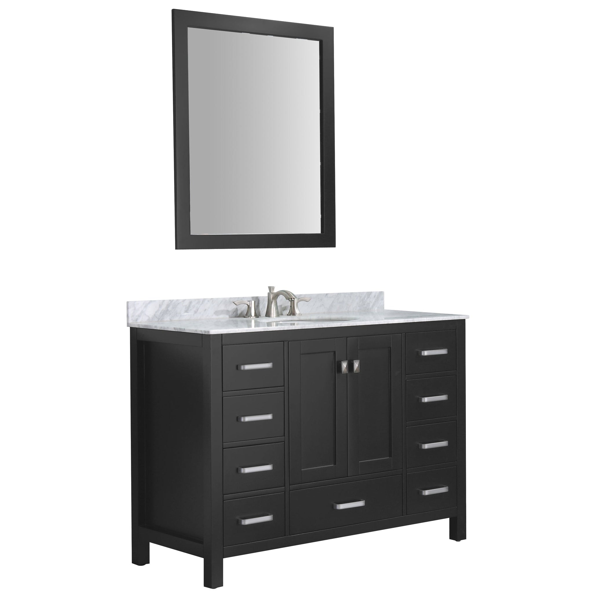 ANZZI Chateau Series 48" x 36" Rich Black Solid Wood Bathroom Vanity W ...